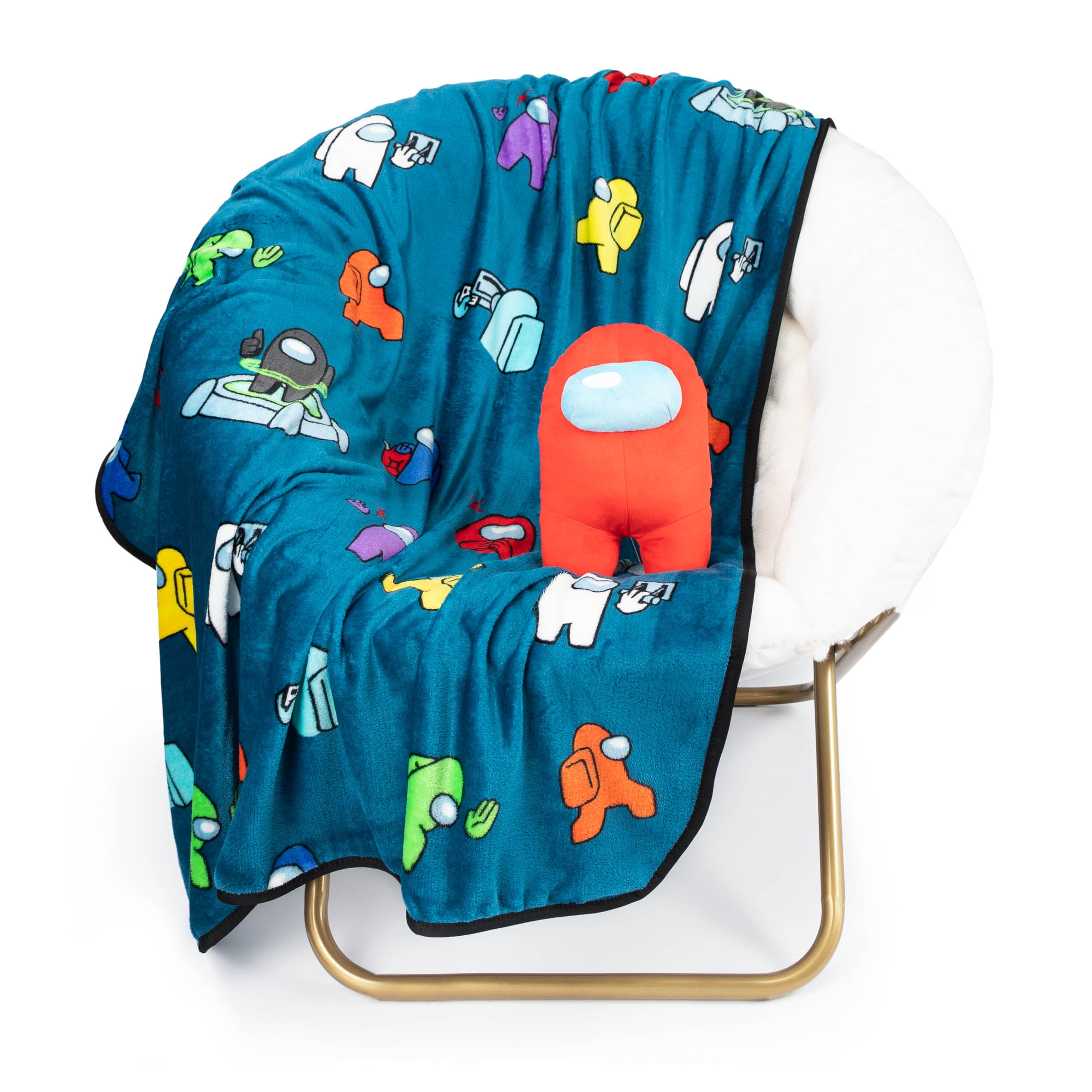 Among Us Kids Soft Plush Throw & Mini Pillow Buddy Set for Bedroom ...