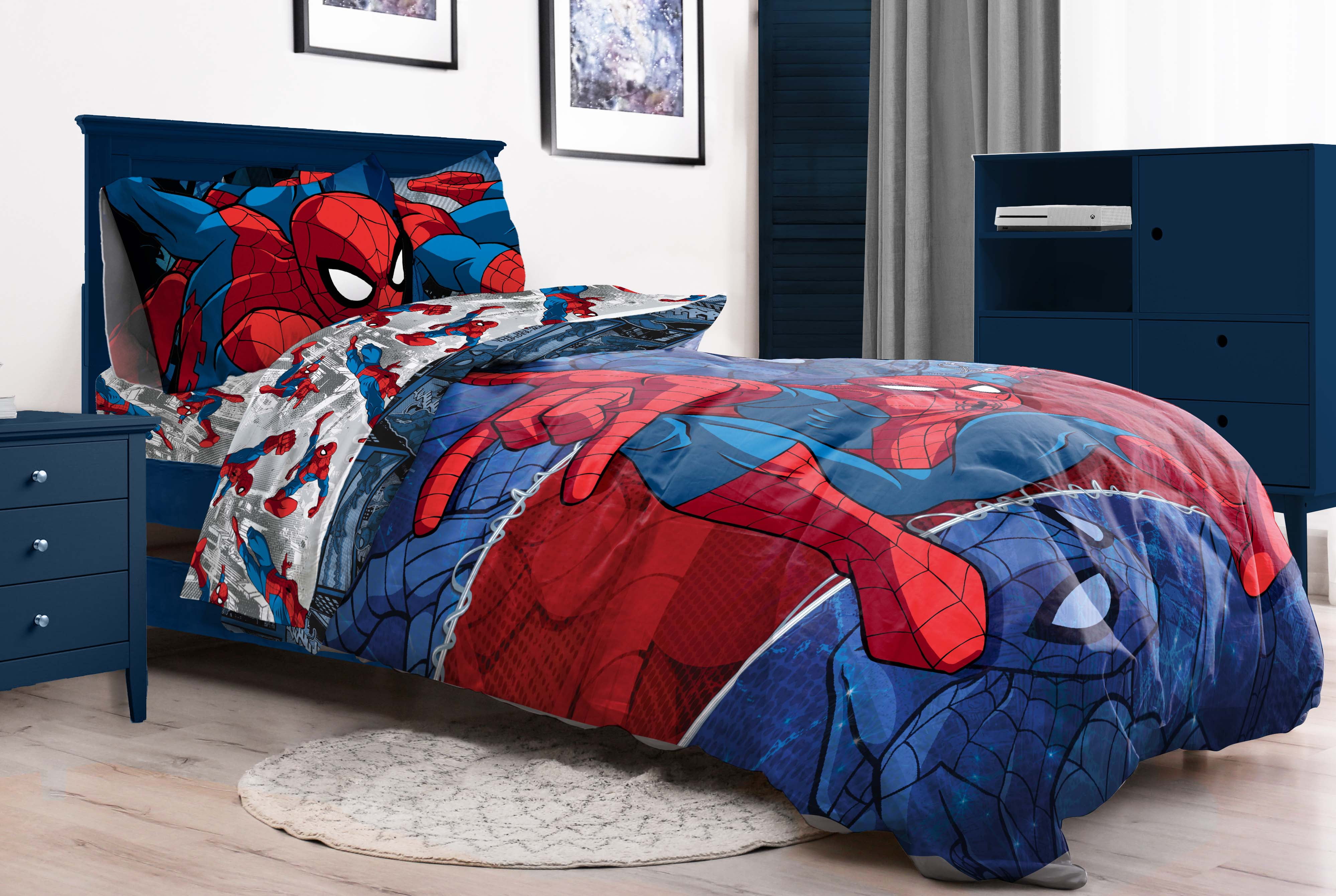 Marvel Spiderman Superhero Full Bedding Set with Reversible Comforter ...