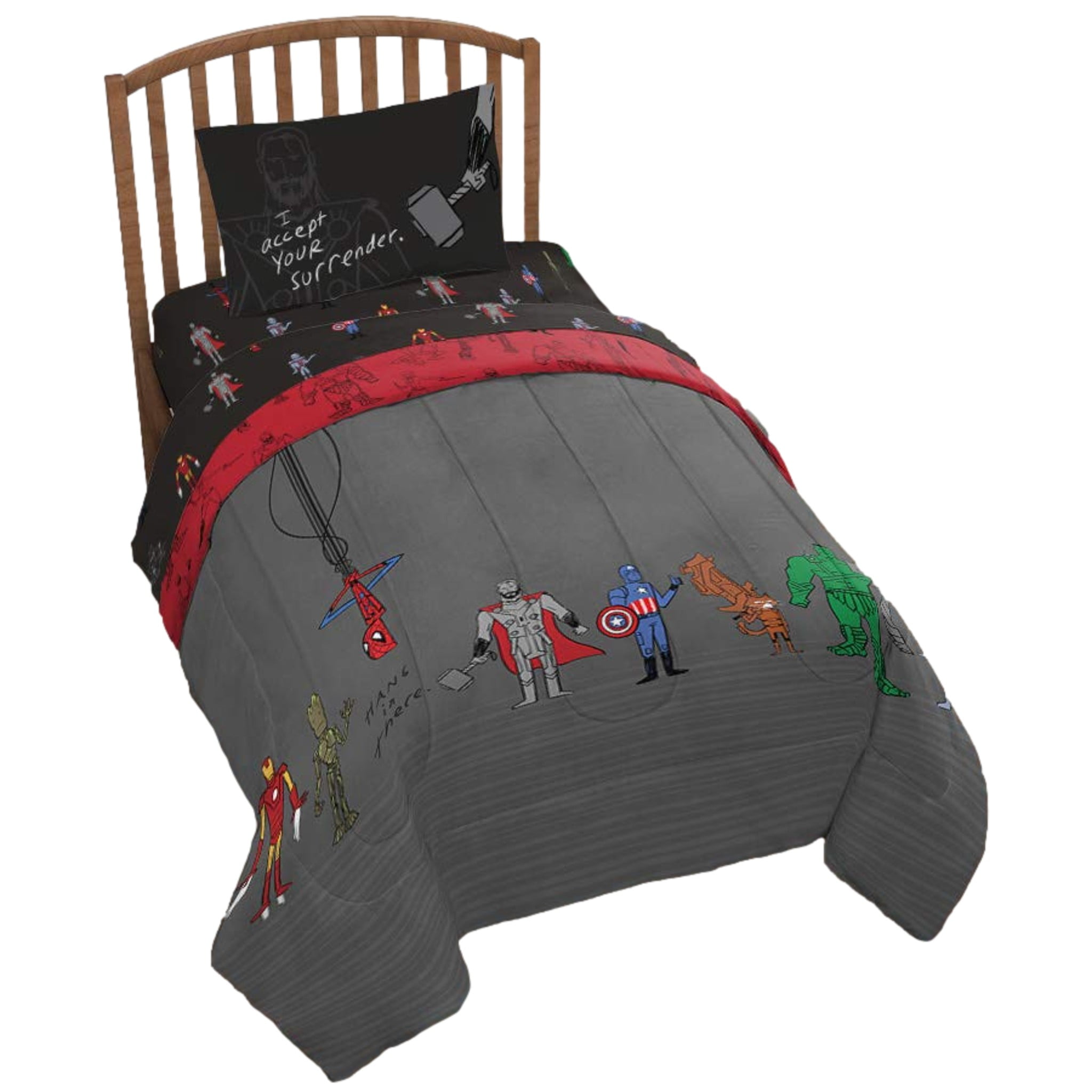 Jay Franco Marvel Justin Harder 3 Pc Full Queen Comforter & Shams Set ...