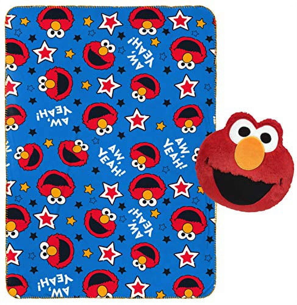 "Jay Franco Sesame Street Elmo Plush Pillow & 40""x50"" Throw - Soft 2 ...