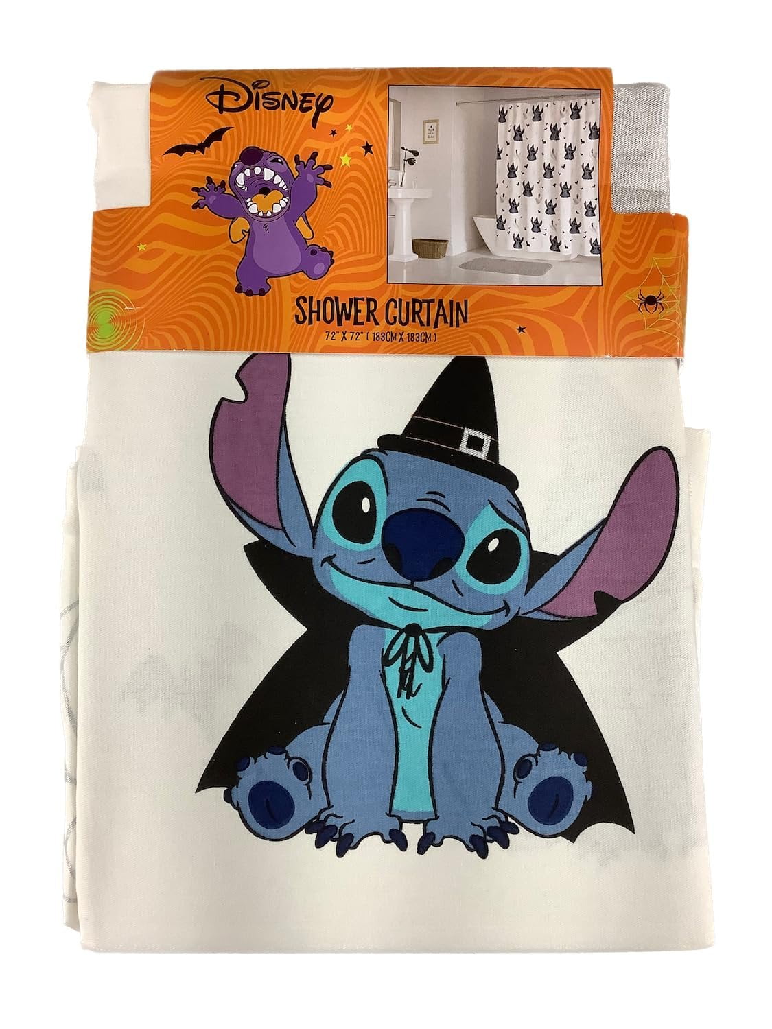 Jay Franco & Sons, Inc. Disney Lilo & Stitch Shower Curtain Witch hat, Cape, Spider Web, 72" x ...