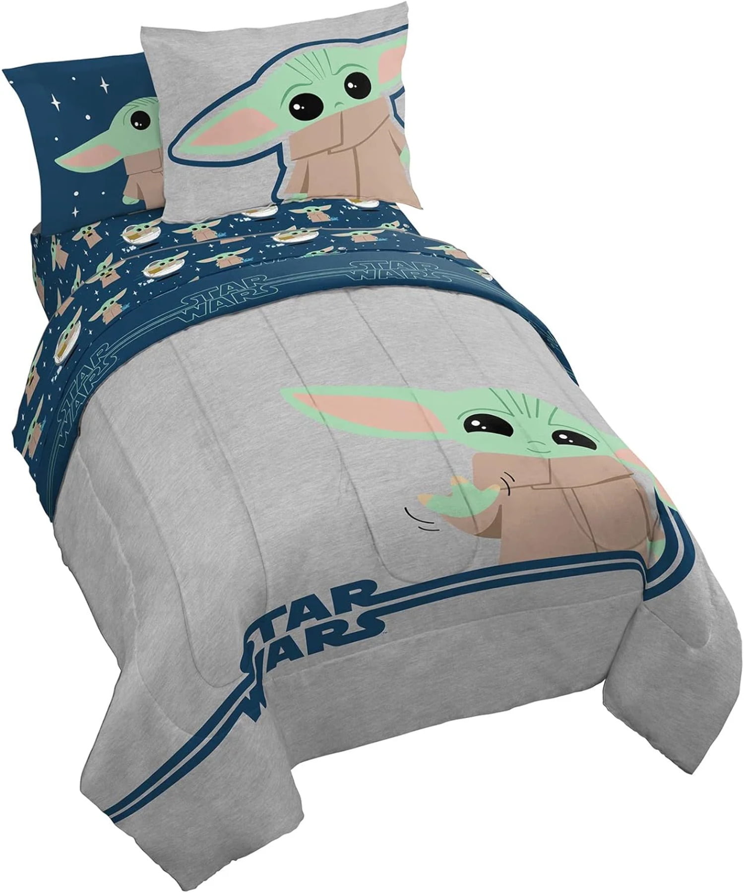 Jay Franco Star Wars The Mandalorian Hello Grogu 7 Piece Full Size Bed ...
