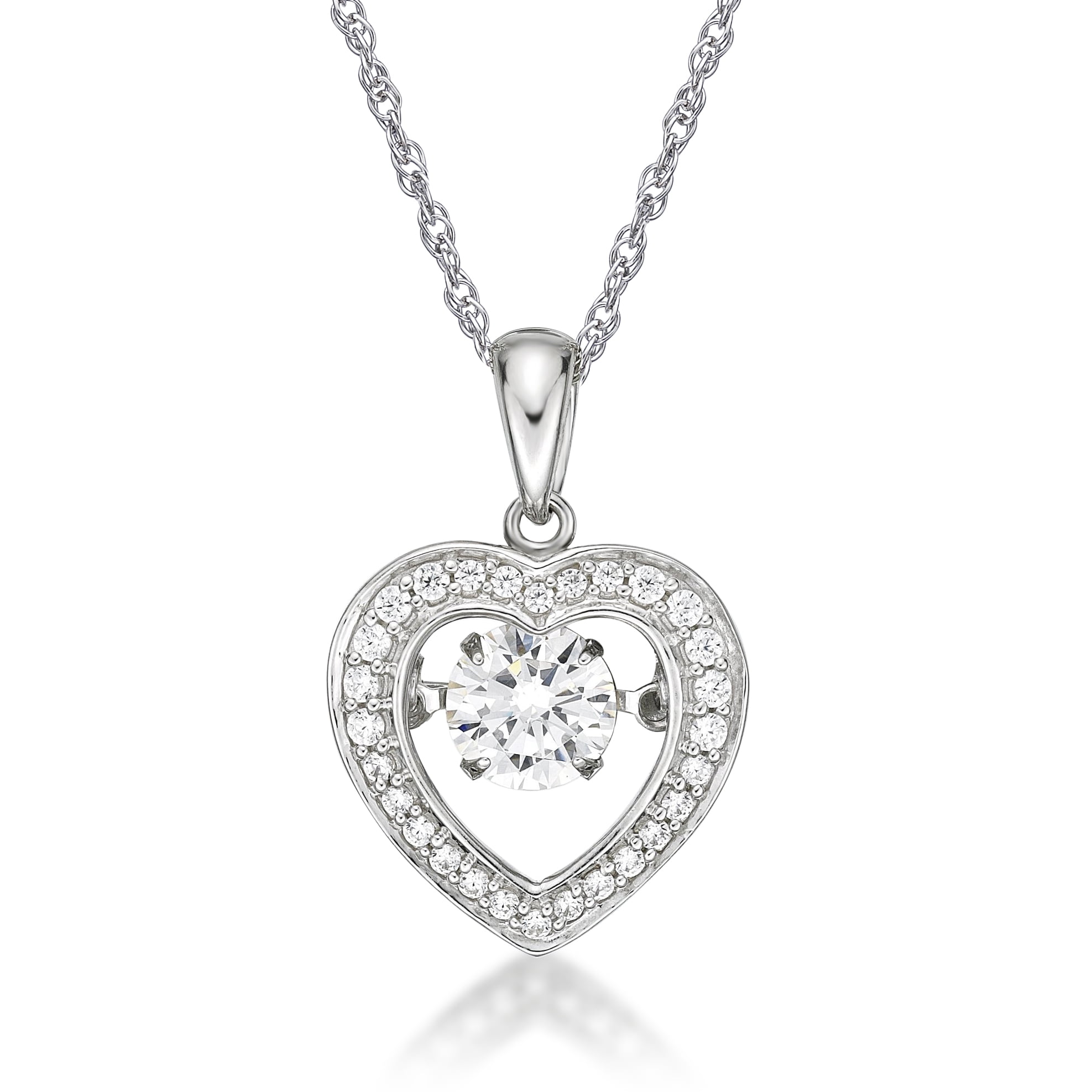 Jay Heart Designs 925 Sterling Silver Brilliant Simulated White Diamond ...