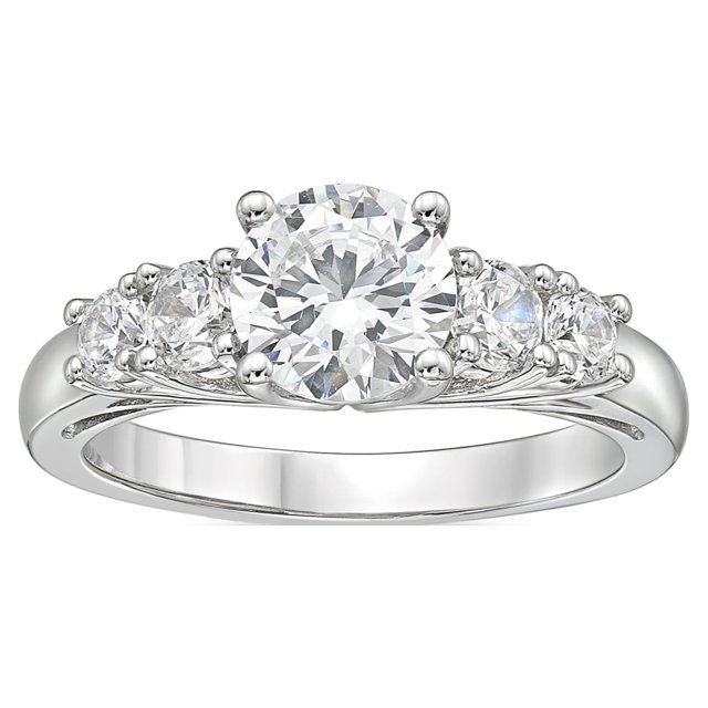 Jay Heart Designs 925 Sterling Silver Five Round Brilliant Simulated ...