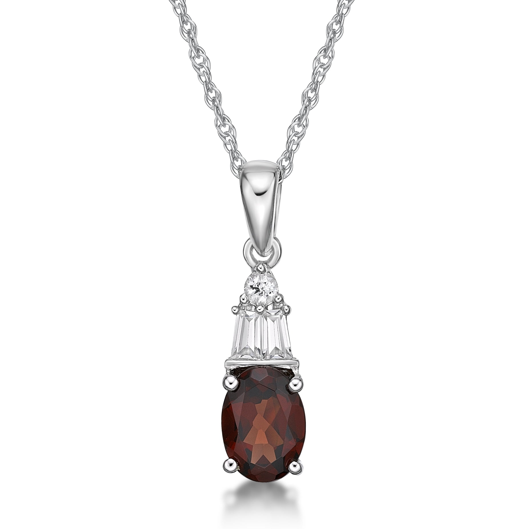 Jay Heart Designs 925 Sterling Silver Genuine Garnet and Created White ...