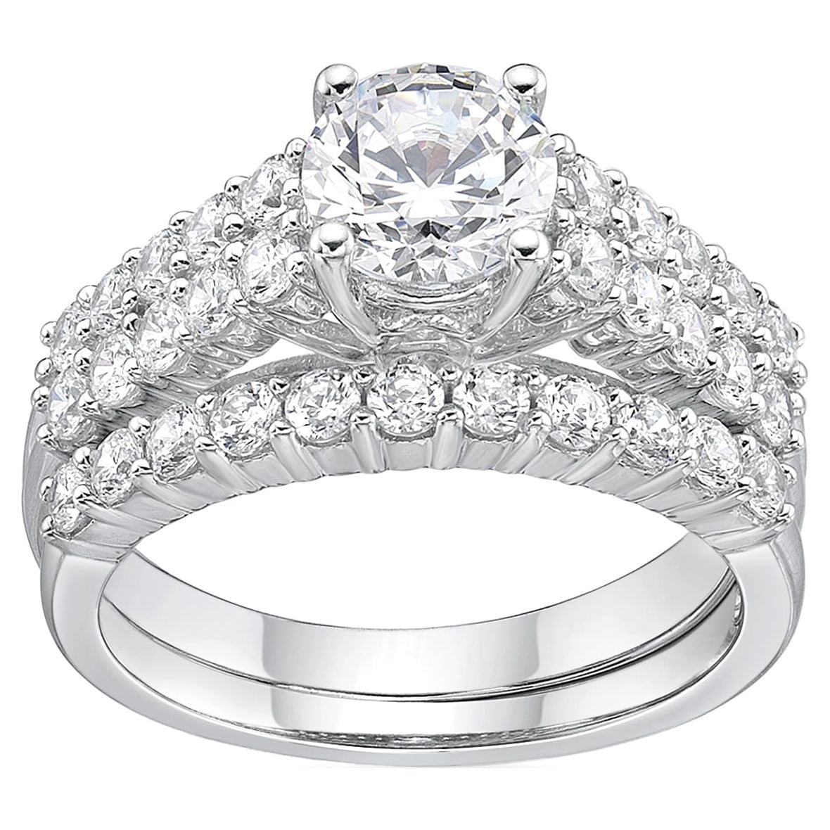 Jay Heart Designs 925 Sterling Silver Simulated White Diamond Round ...