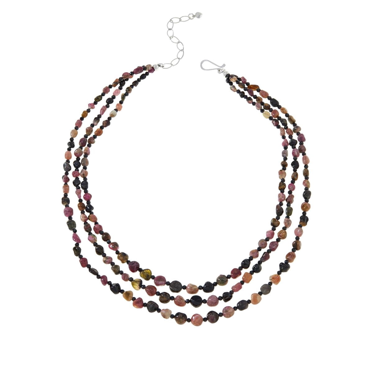 Jay King Sterling Silver Multicolor Tourmaline & Black Spinel 3-Strand ...