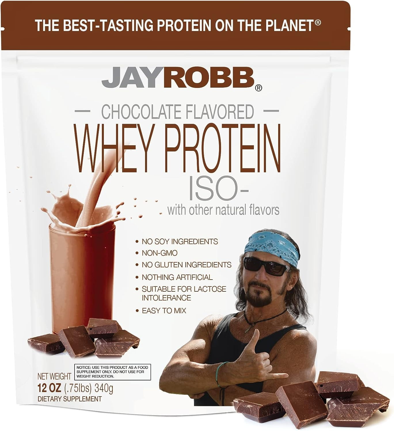 Jay Robb Whey Protein Isolate Chocolate - 12 oz Pack of 2 - Walmart.com