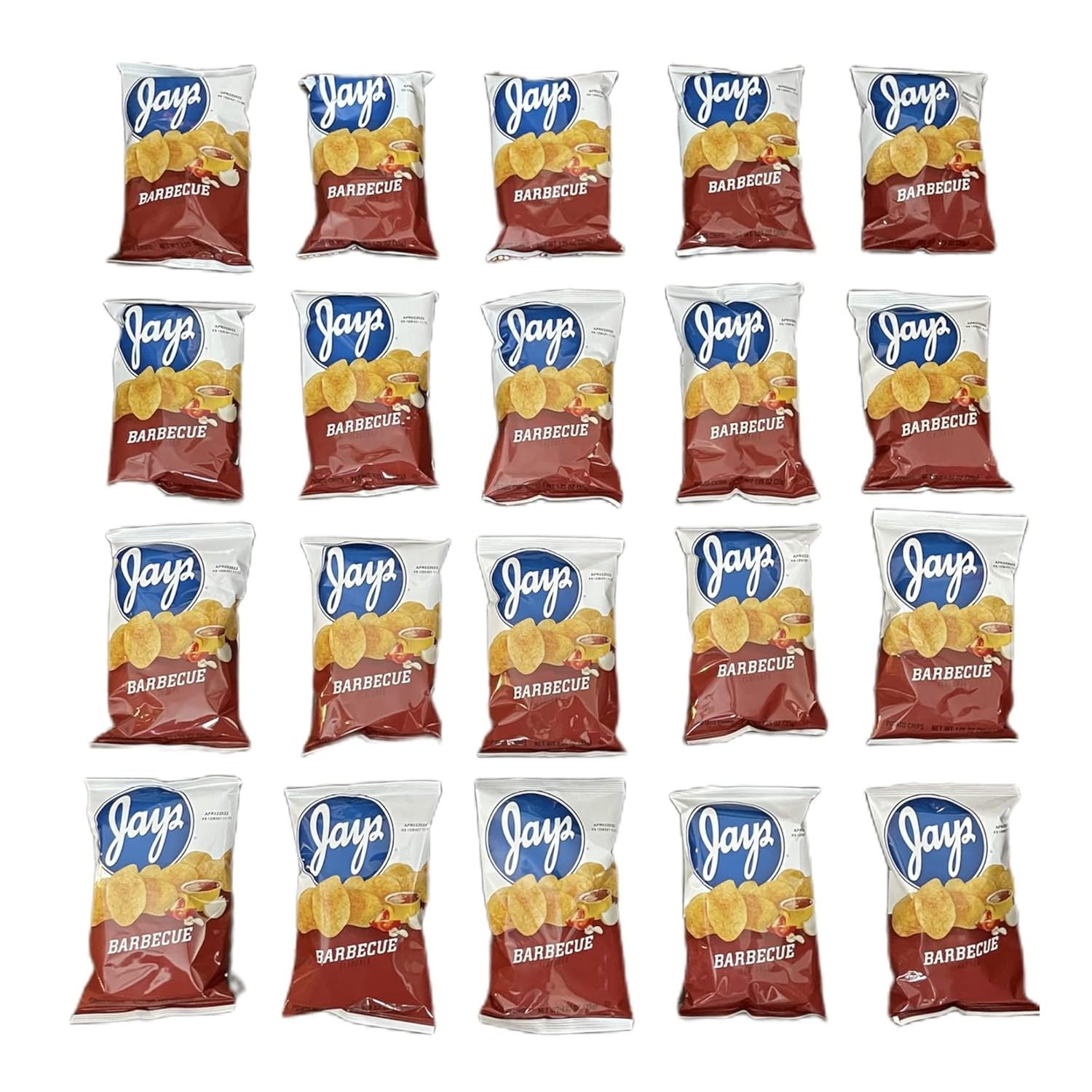 Jay's Barbecue Potato Chips Chicago - Style taste Munchie Box Pack 1.25 Oz Bags (Pack of (20) 1. ...
