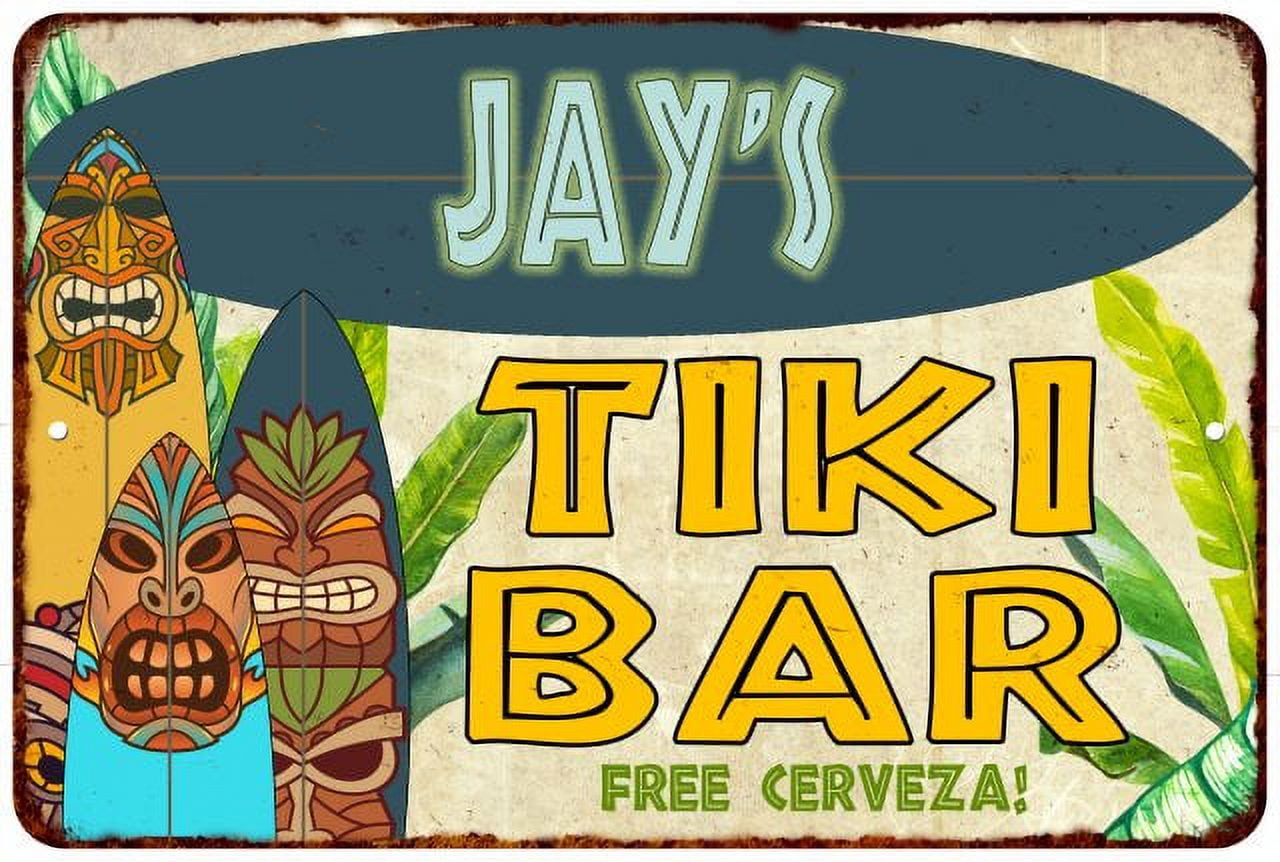Jay's TIKI BAR Island Sign Metal Wall Decor 8 x 12 High Gloss Metal ...