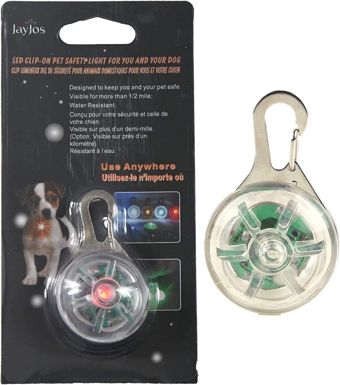 JayJos Clip-on Pet Safety Light, LED Glow in Dark Lights for Pets ...