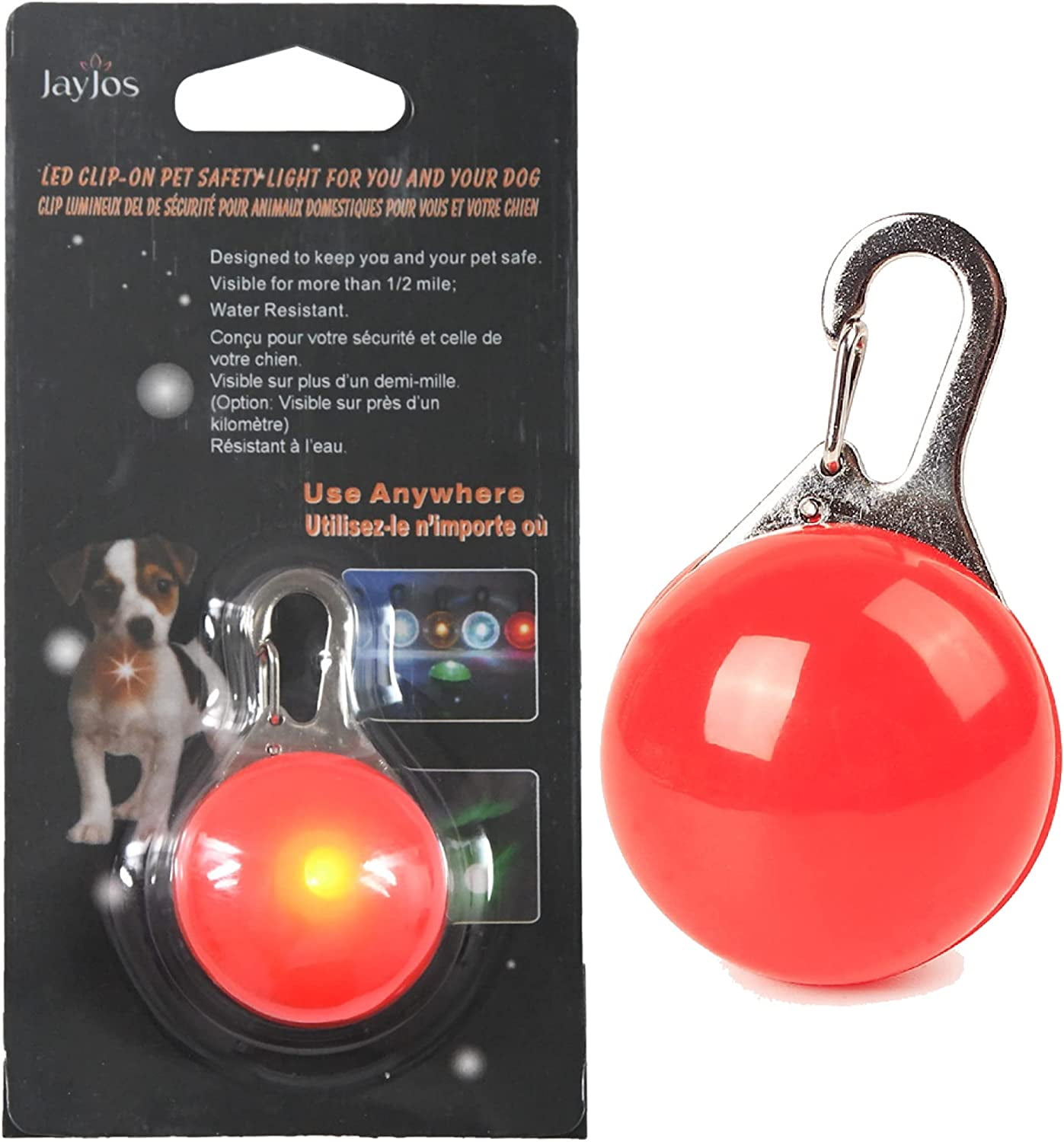 JayJos Clip-on Pet Safety Light, LED Glow in Dark Lights for Pets ...
