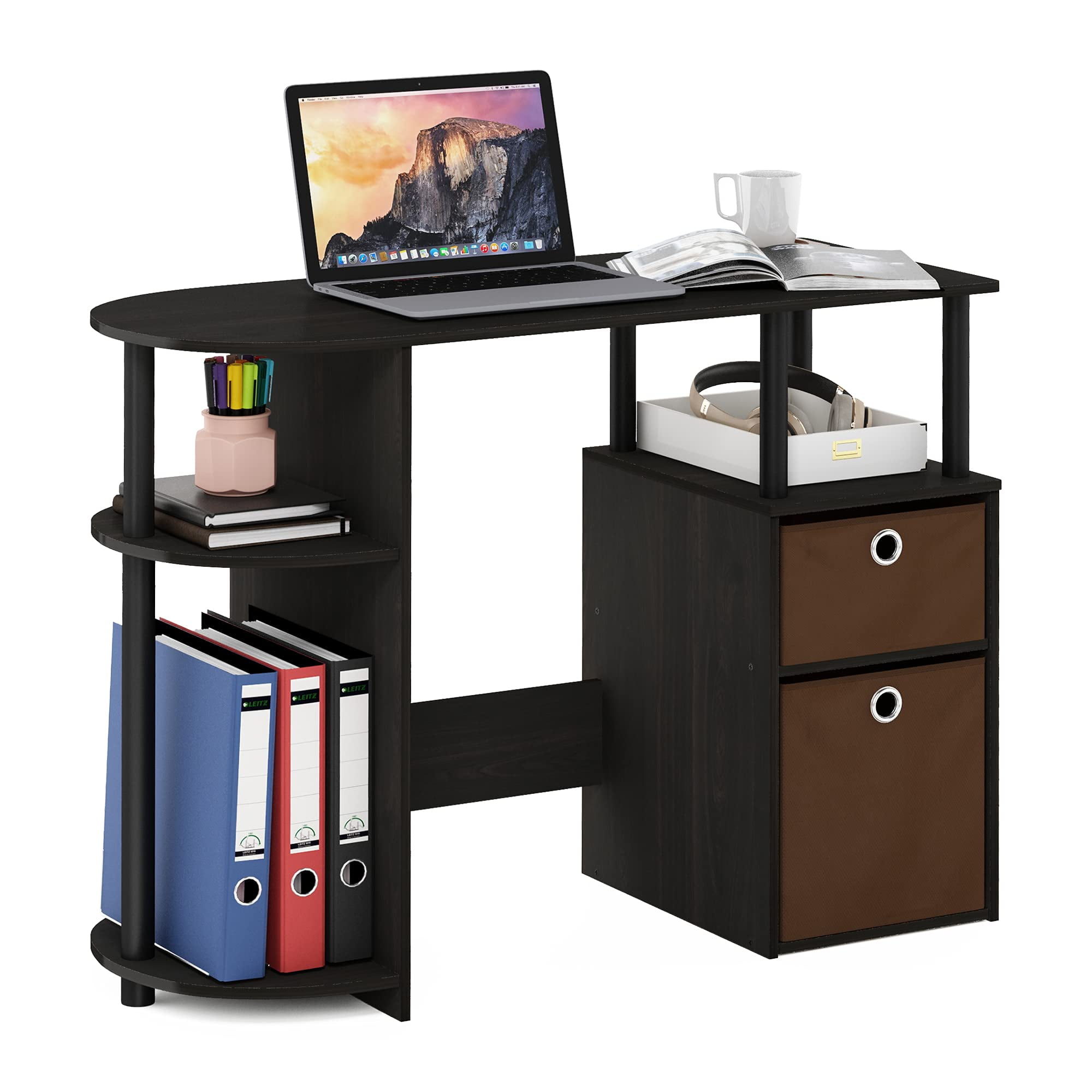Jaya Computer Study Desk with Bin, Brown - Walmart.com