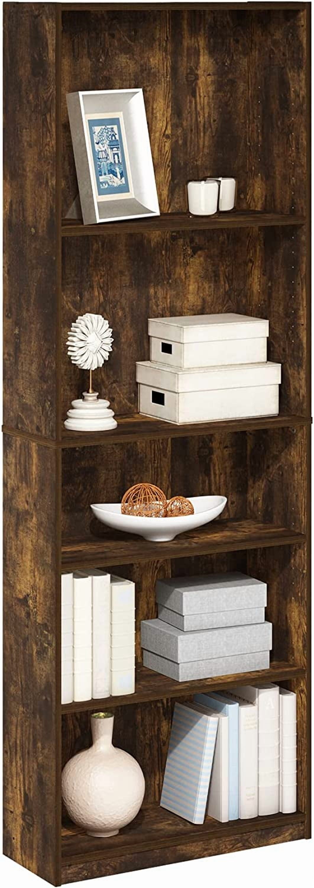 Jaya Simply Home Adjustable Shelf Bookcase, 5-Tier, Amber Pine ...