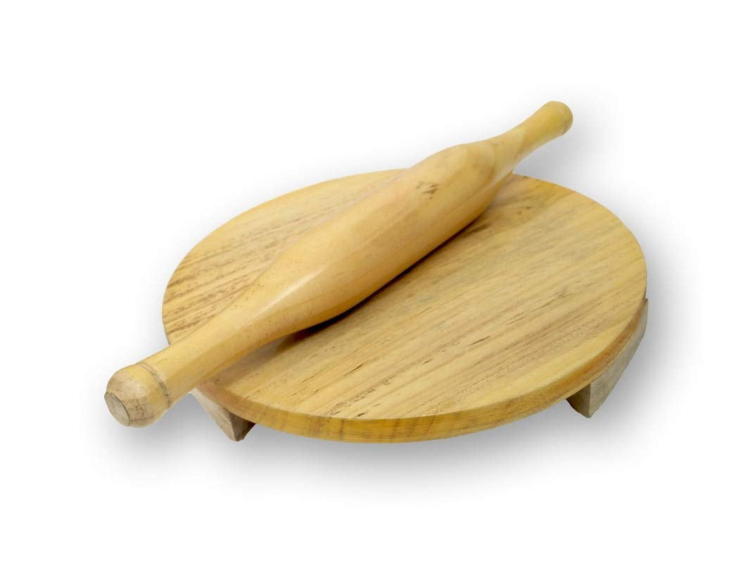 Jayam Traditional Wooden Chakla Belan Set Rolling Board with PinBrown ...