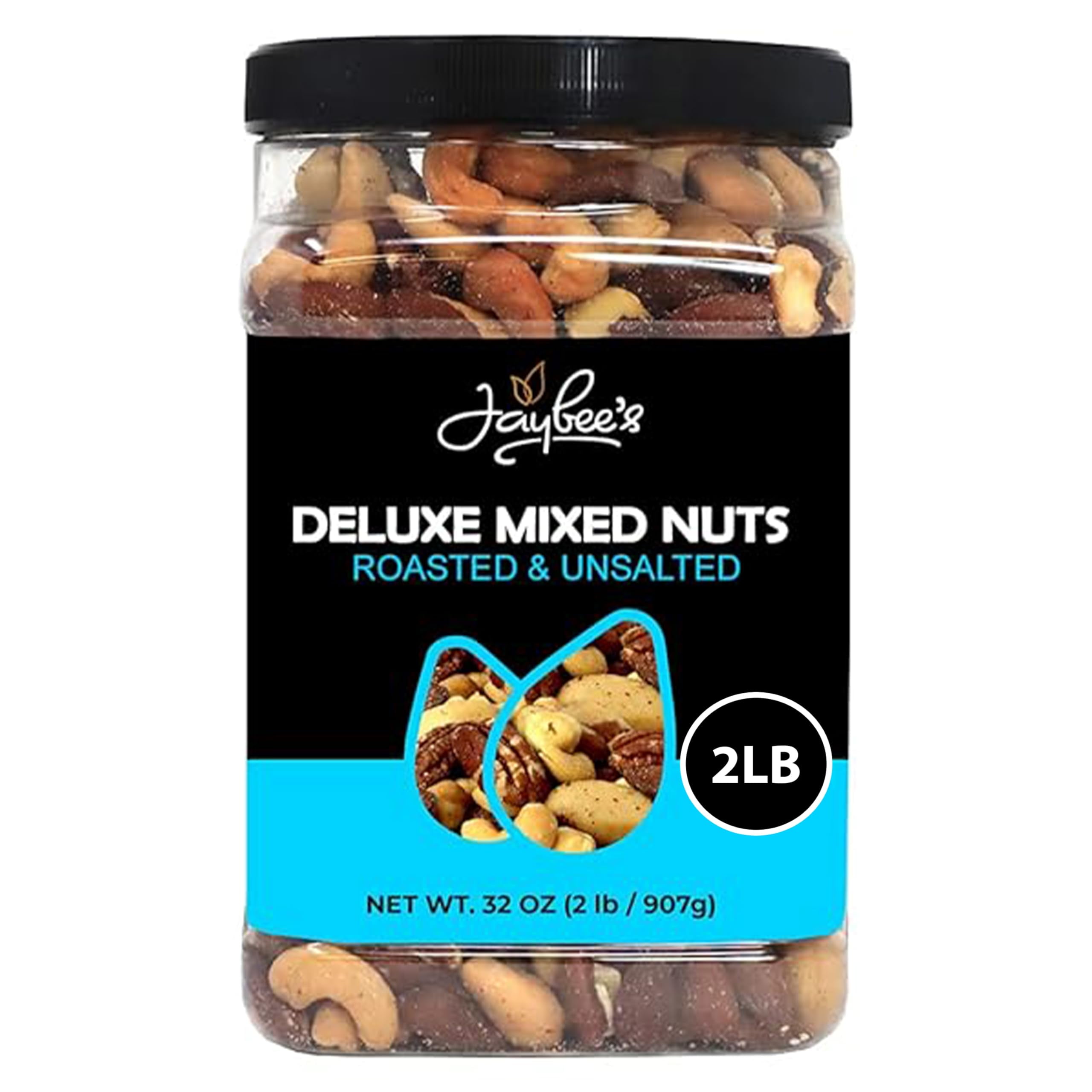 Jaybee’s Unsalted Mixed Nuts DEF29 | 32 oz | Gourmet Roasted Deluxe Nut Mix with Cashews ...