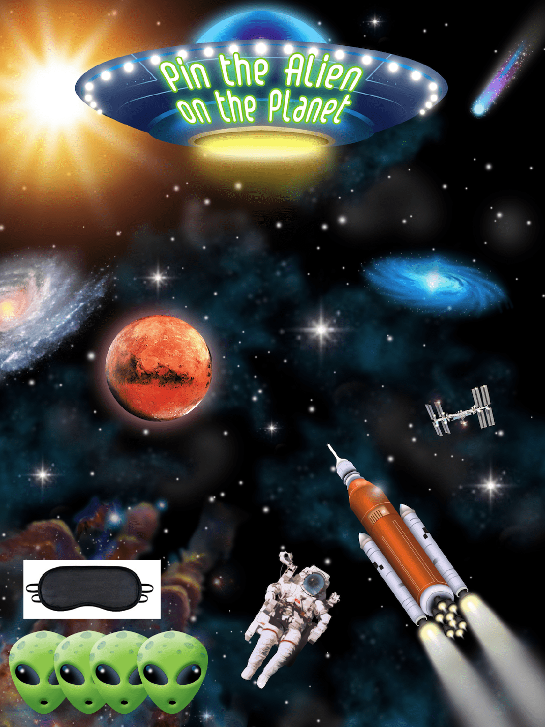 Jayd Products Space Theme Game, Pin Alien on Planet, 40 Aliens, X-Large ...