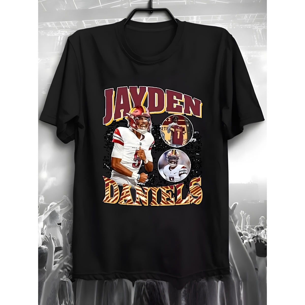 Jayden Daniels Football Player T-Shirt - Black, Cotton, Round Neck ...