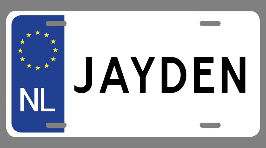 Jayden Name Euro Style License Plate Tag Vanity Novelty Metal | UV ...
