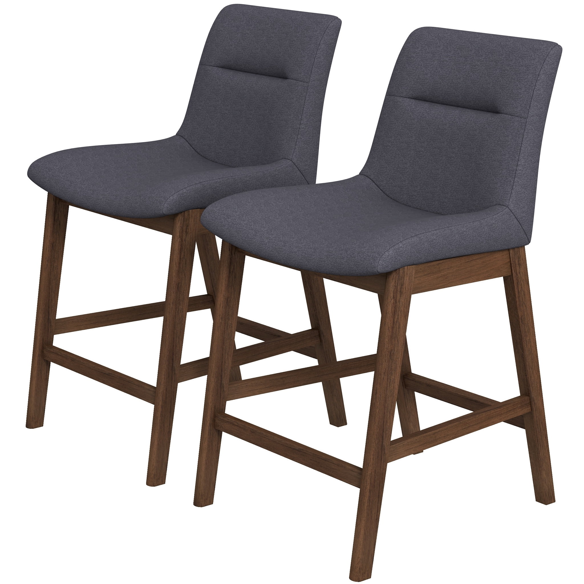 Jayden Set of 2 Mid-Century Modern 24" Upholstered Stools - Grey Faux ...