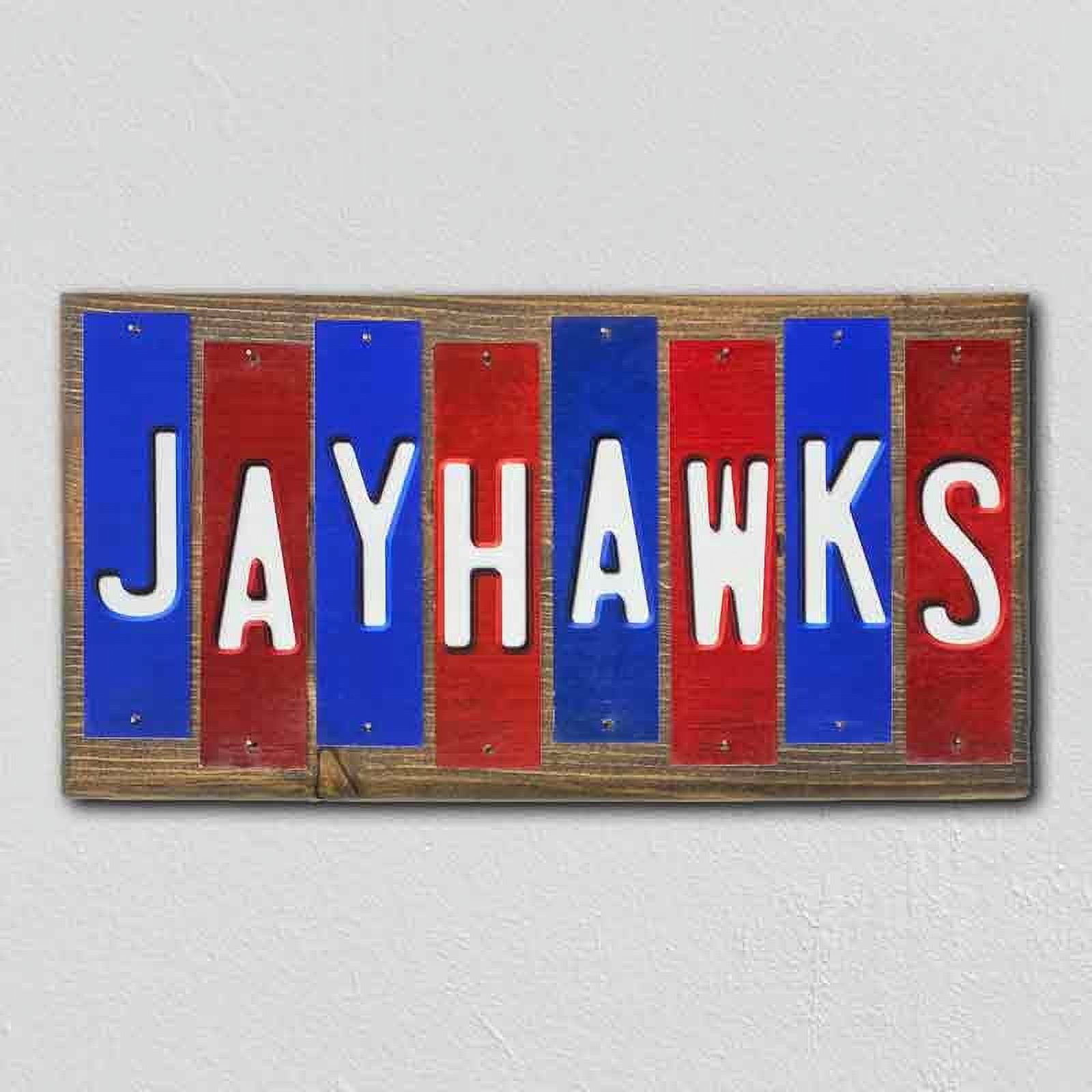 Jayhawks Team Colors College Fun Strips Novelty Wood Sign WS-970 8" x ...