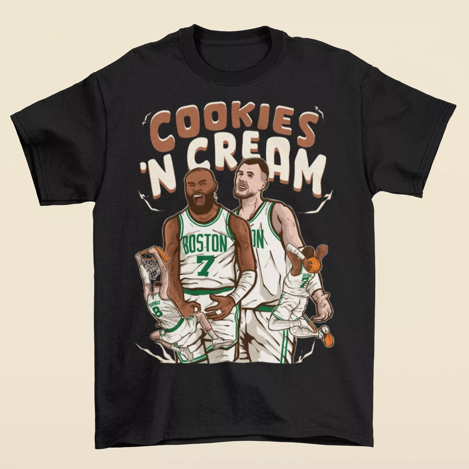 Jaylen Brown And Kristaps Porzingis “Cookies ‘N Cream” Cartoon T-Shirt ...