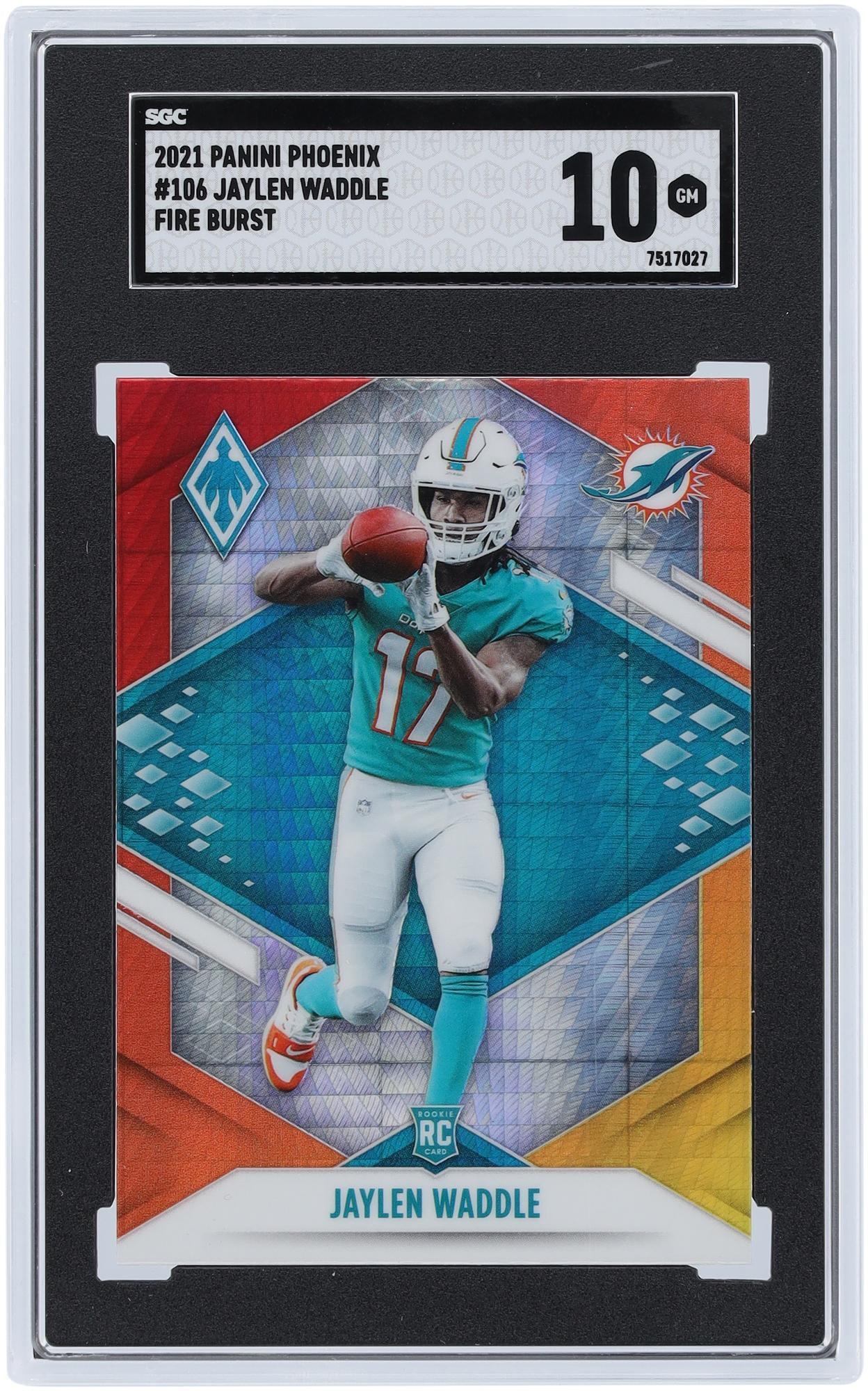 Jaylen Waddle Miami Dolphins 2021 Panini Phoenix Fire Burst #106 SGC ...