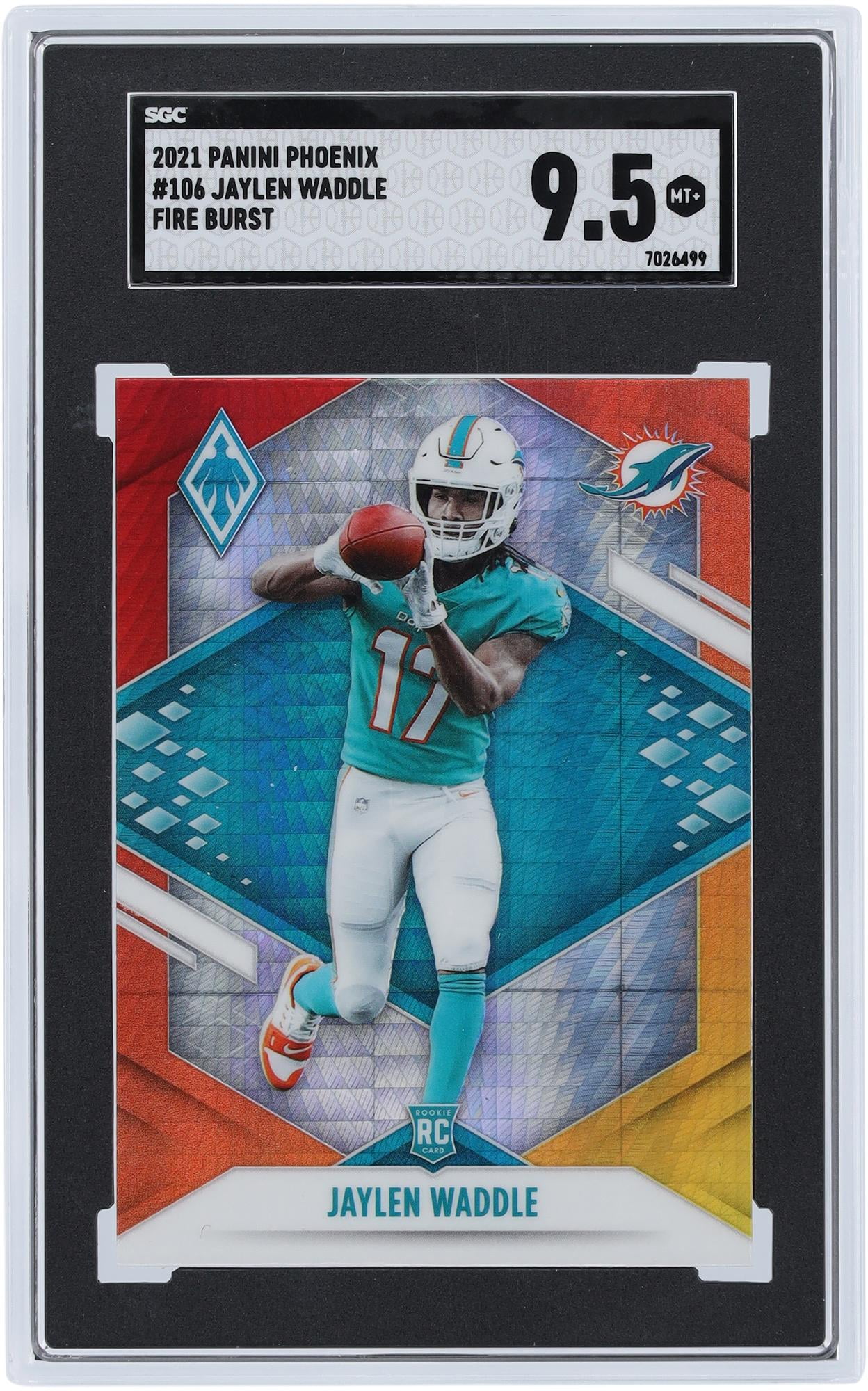 Jaylen Waddle Miami Dolphins 2021 Panini Phoenix Fire Burst #106 SGC ...