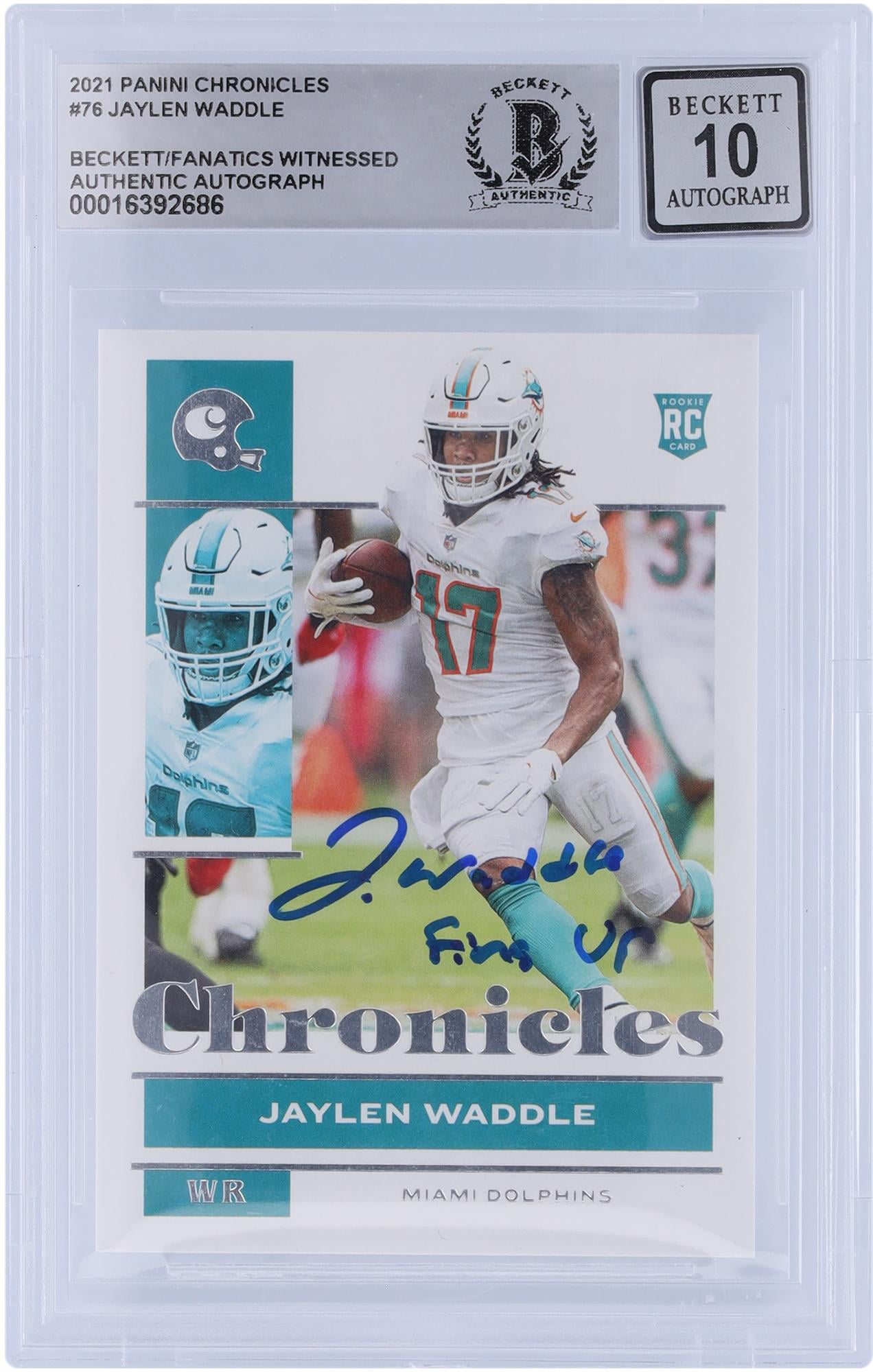 Jaylen Waddle Miami Dolphins Autographed 2021 Panini Chronicles #76 ...