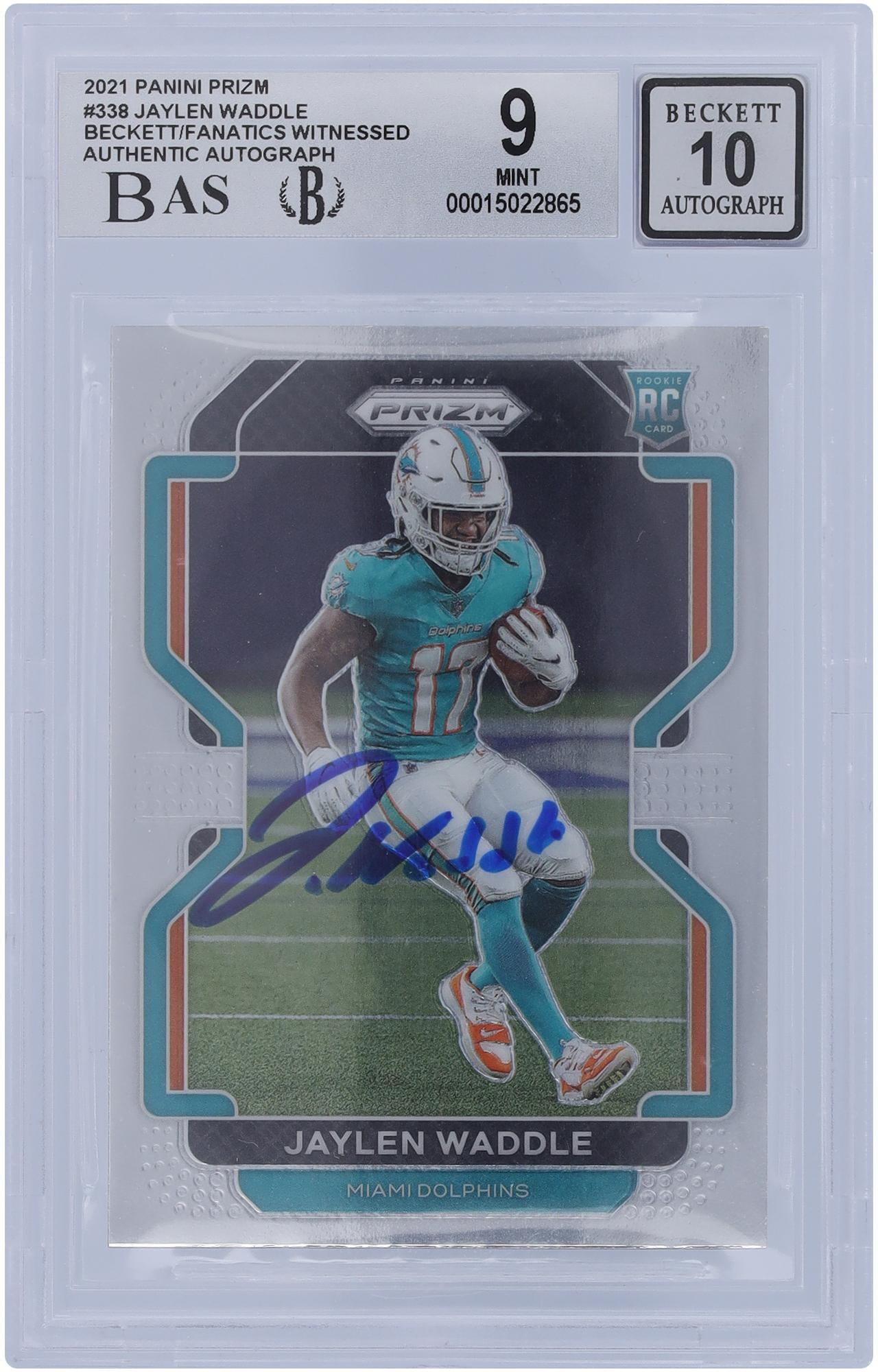 Jaylen Waddle Miami Dolphins Autographed 2021 Panini Prizm #338 Beckett ...