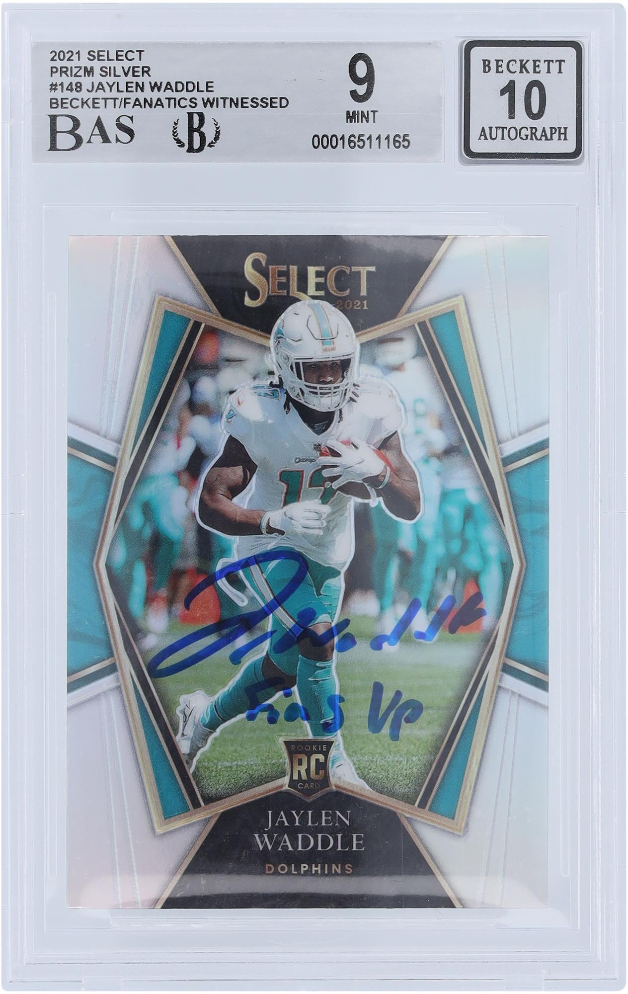 Jaylen Waddle Miami Dolphins Autographed 2021 Panini Select Silver ...