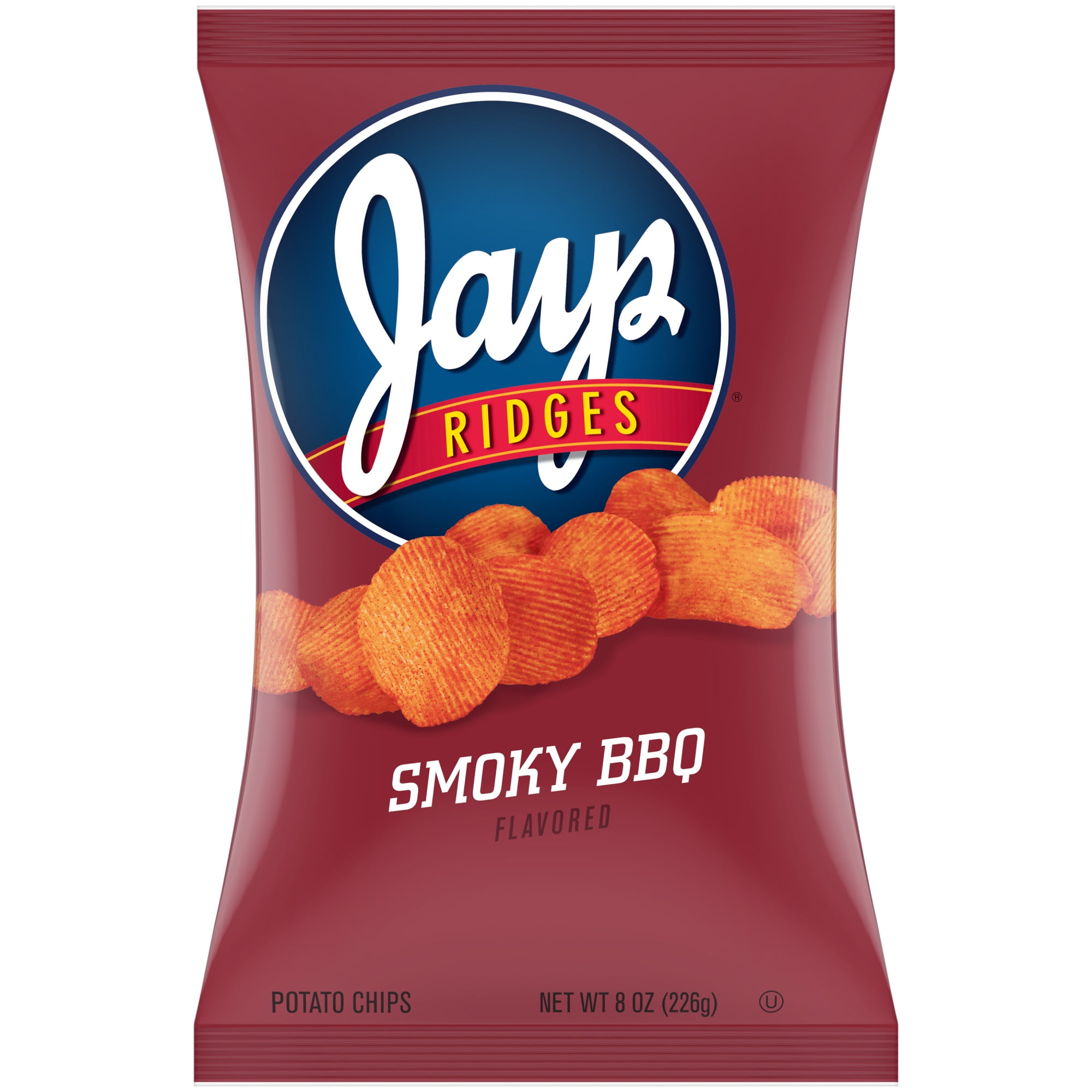 Jays Ridges Smoky BBQ Flavored Potato Chips, 8 oz Bag - Walmart.com