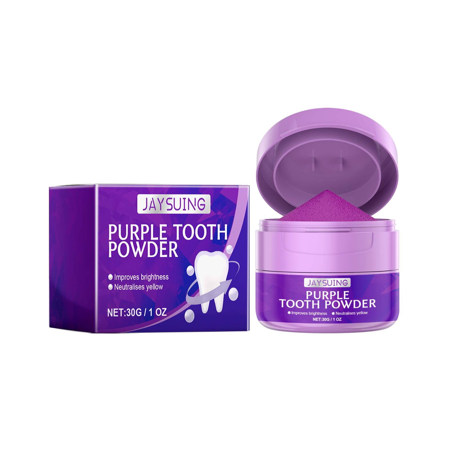 Jaysuing Purple Tooth Powder, Gingival Care Fresh Breath Care White ...