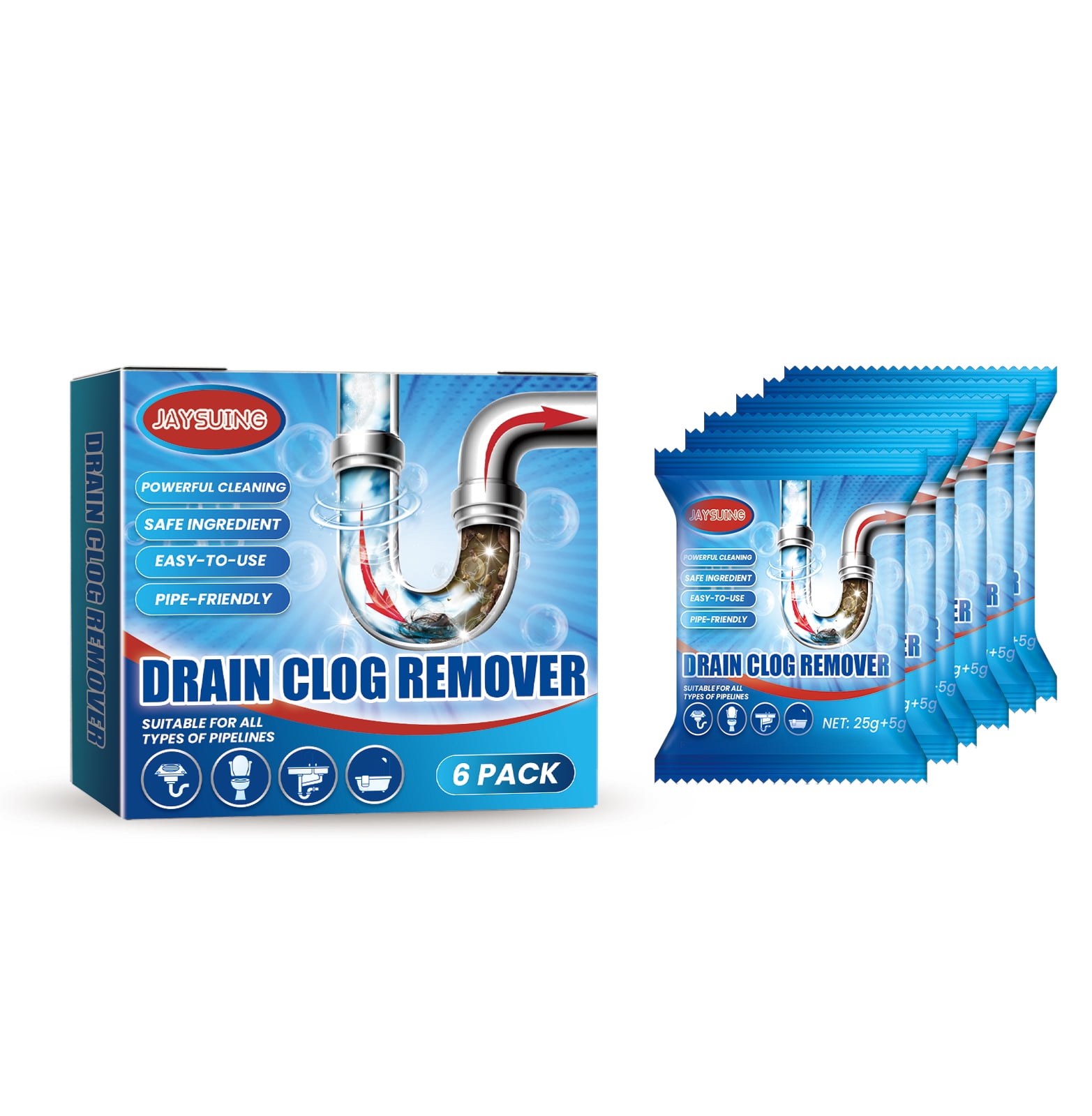 Jaysuing drain blockage removal powder toilet kitchen sewer anti ...