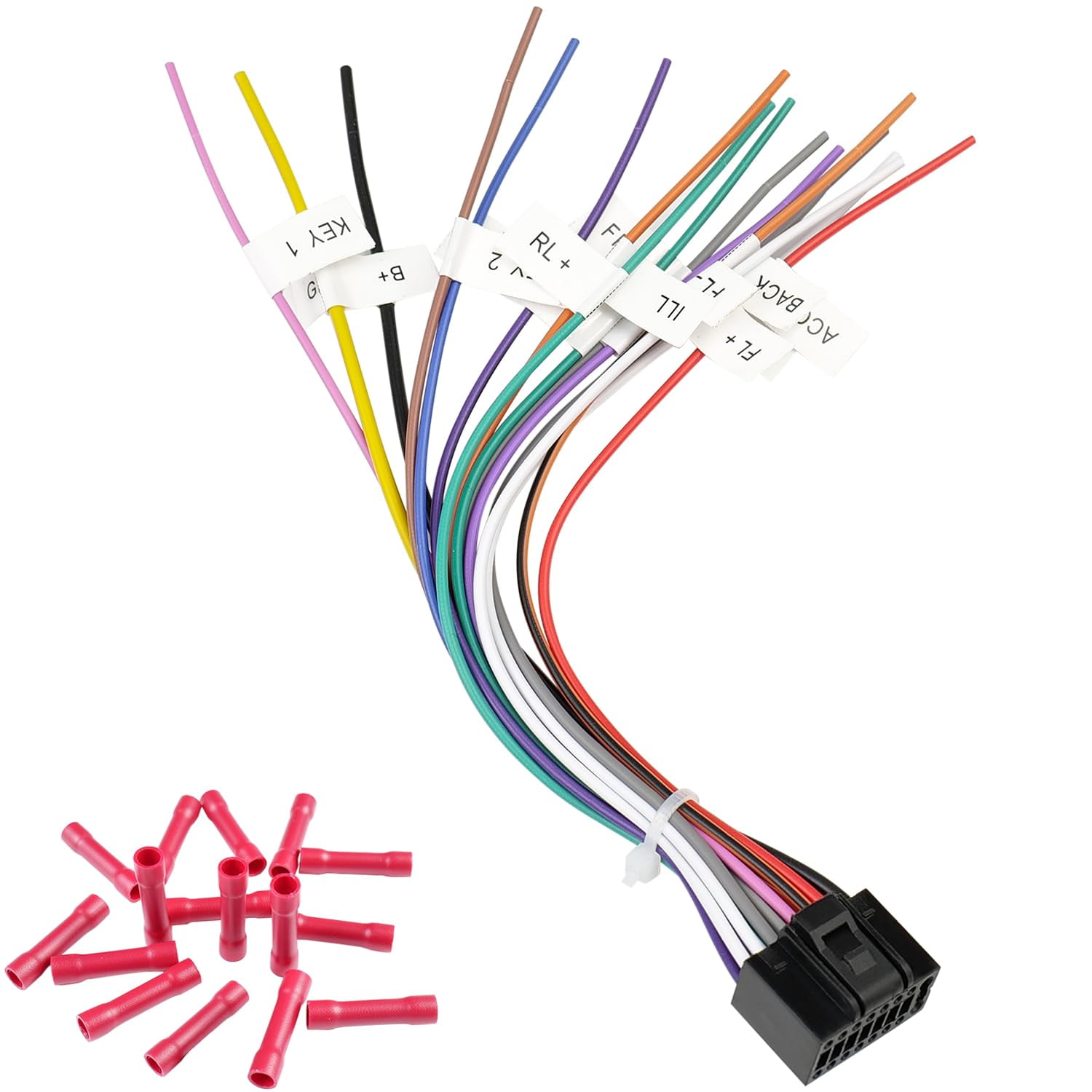 Jayubien Android Stereo Wiring Harness 16Pin ISO Radio Wire Adapter ...