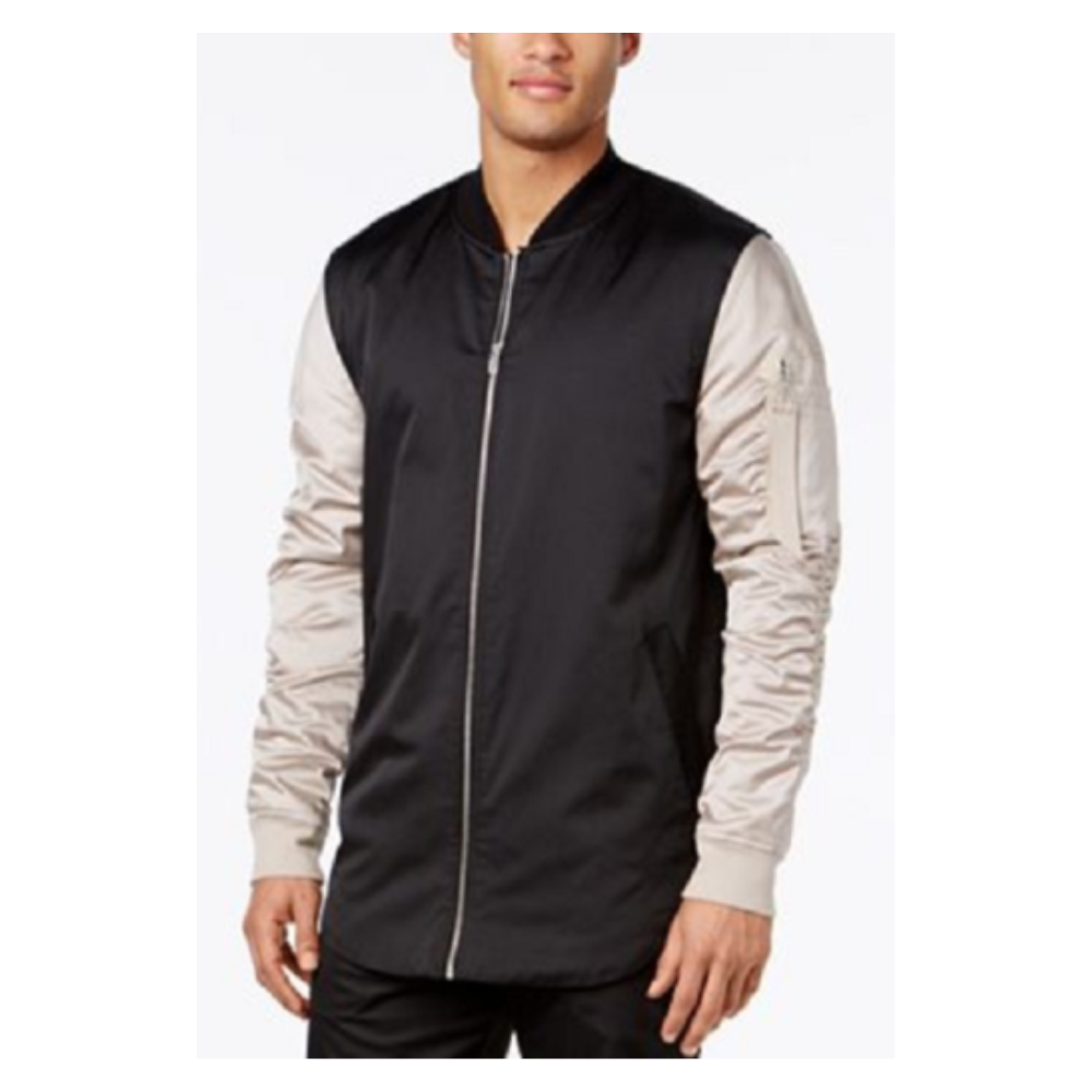 Jaywalker Men's Ruched Sleeve Bomber Style Jacket, Black, M - Walmart.com
