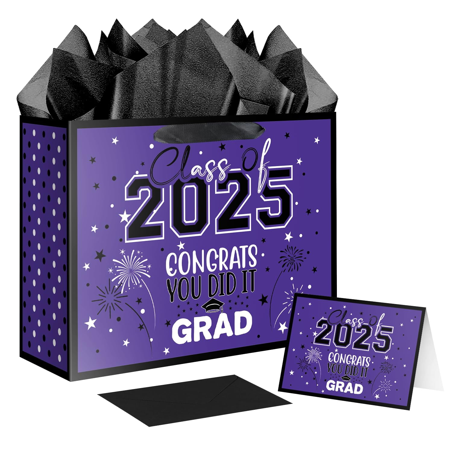 Jaywayang 12.6" Large Purple YYF14 and Black Graduation Gift Bag, 2025 ...
