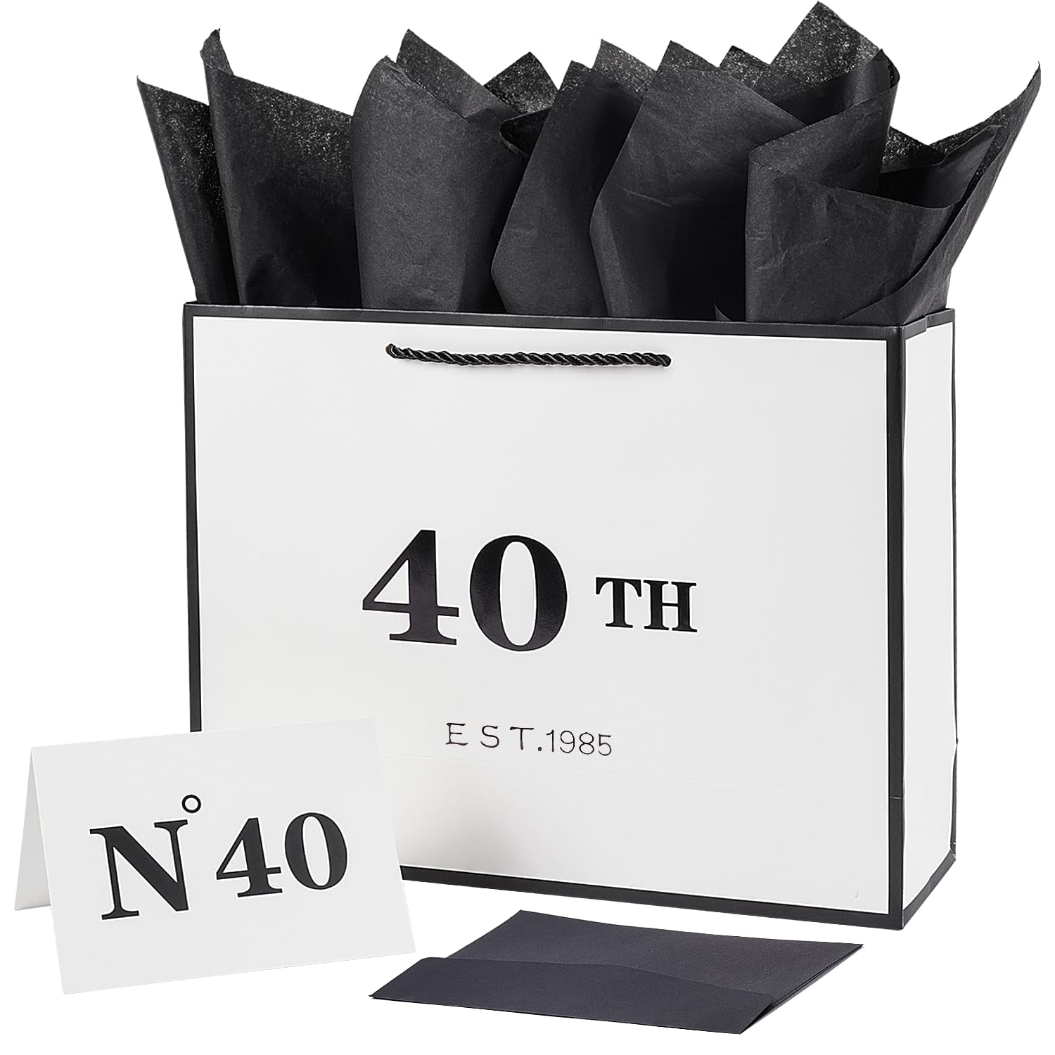 Jaywayang 40th Birthday White STF9 and Black Large Gift with Card and ...