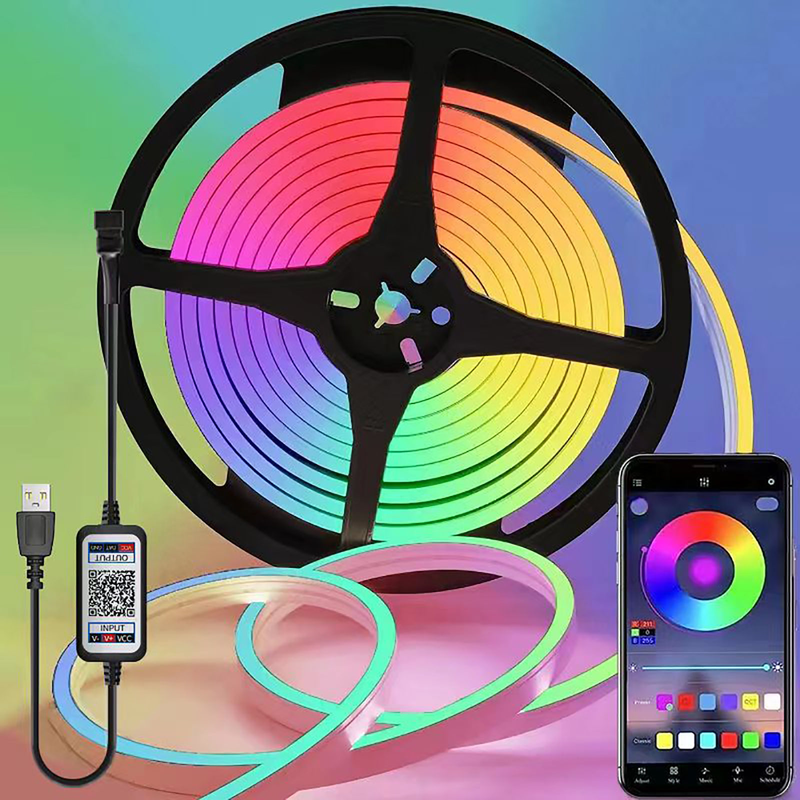 AuraLED Remote-Controlled 6.5’ Trimmable RGB LED Strip Light - Walmart.com