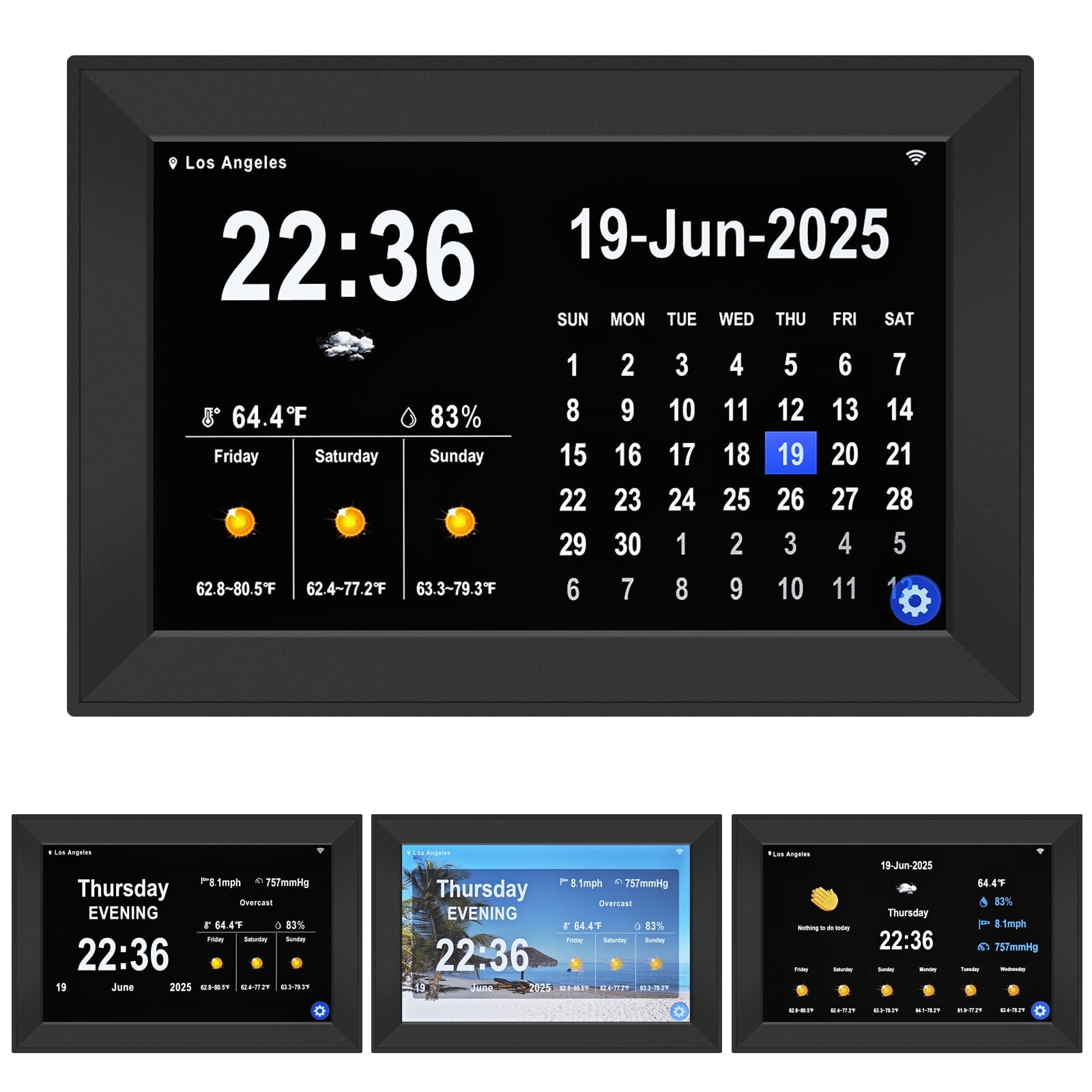 Jazeyeah WiFi 10.1" Touch Screen Smart Alarm Clock with Weather and ...