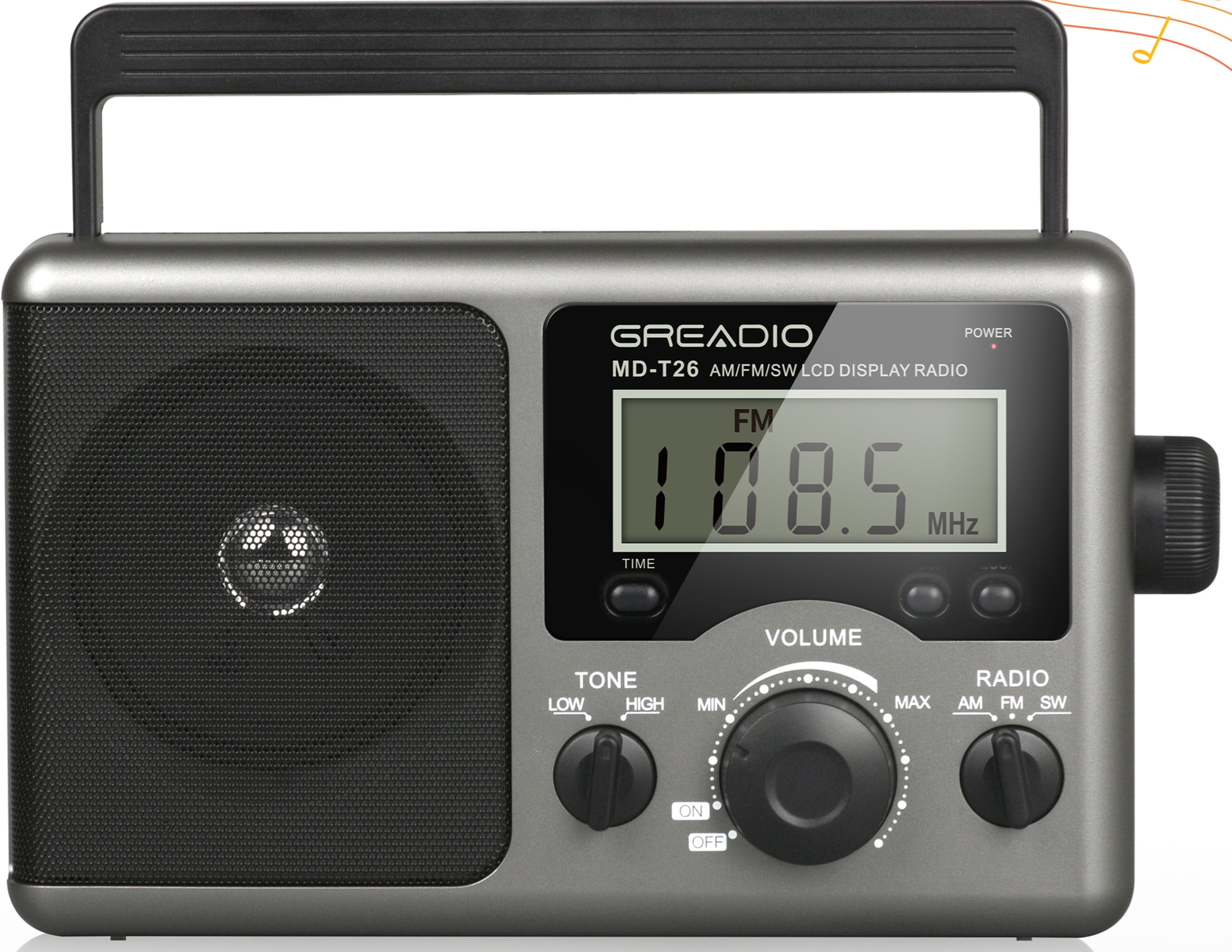 Jazmm Portable Shortwave Radio, AM FM Transistor,LCD Display,Time ...