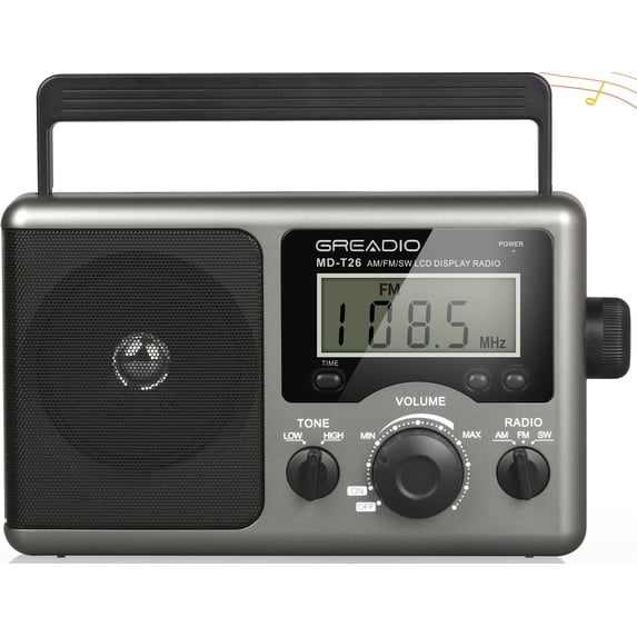 Jazmm Portable Shortwave Radio, AM FM Transistor, LCD Display, AC or ...