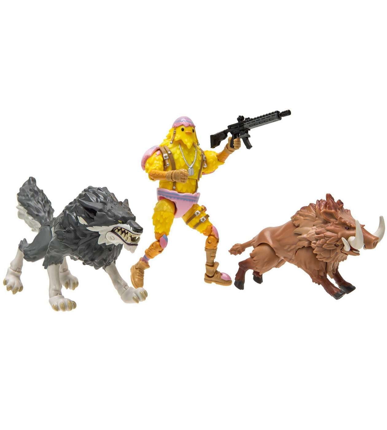 Fortnite Squad Mode Wildlife Action Figure Pack: Wolf, Boar, Cluck with ...