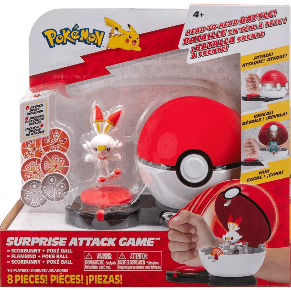 Jazwares Pokémon Surprise Attack Game Single Pack - Scorbunny with Poke ...