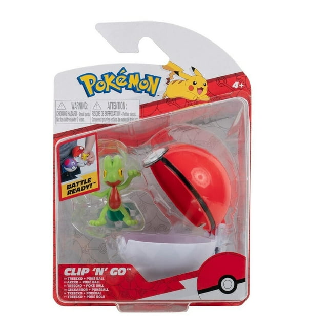 Jazwares Pokemon Clip N Go Poke Ball and 2" Treecko Action Battle ...
