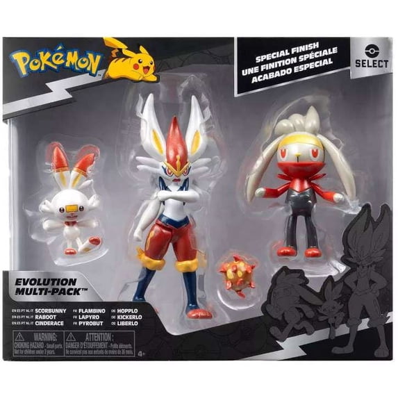 Jazwares Pokemon Select Scorbunny (2"), Flambino (3") Hopplo (4.5 ...