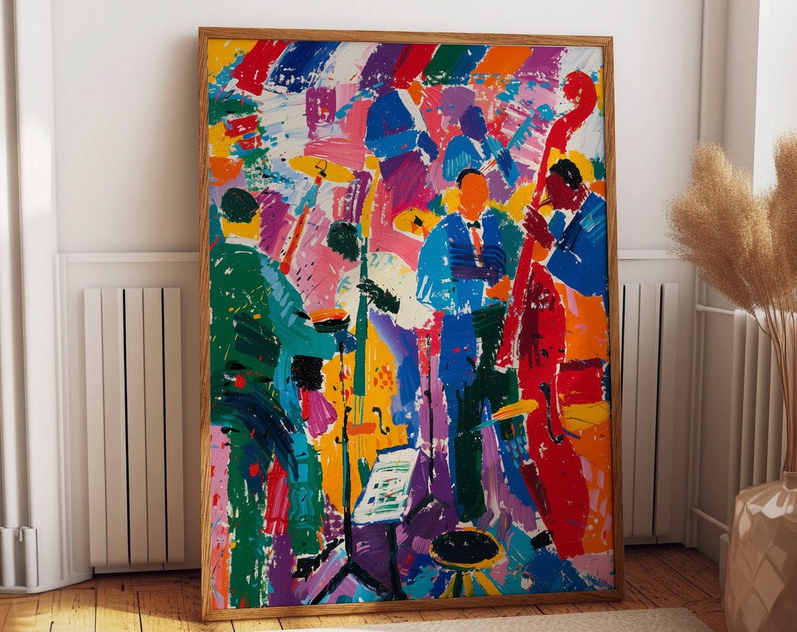 Jazz Abstract Art Poster - Dynamic Abstract Matisse-Inspired Modern ...