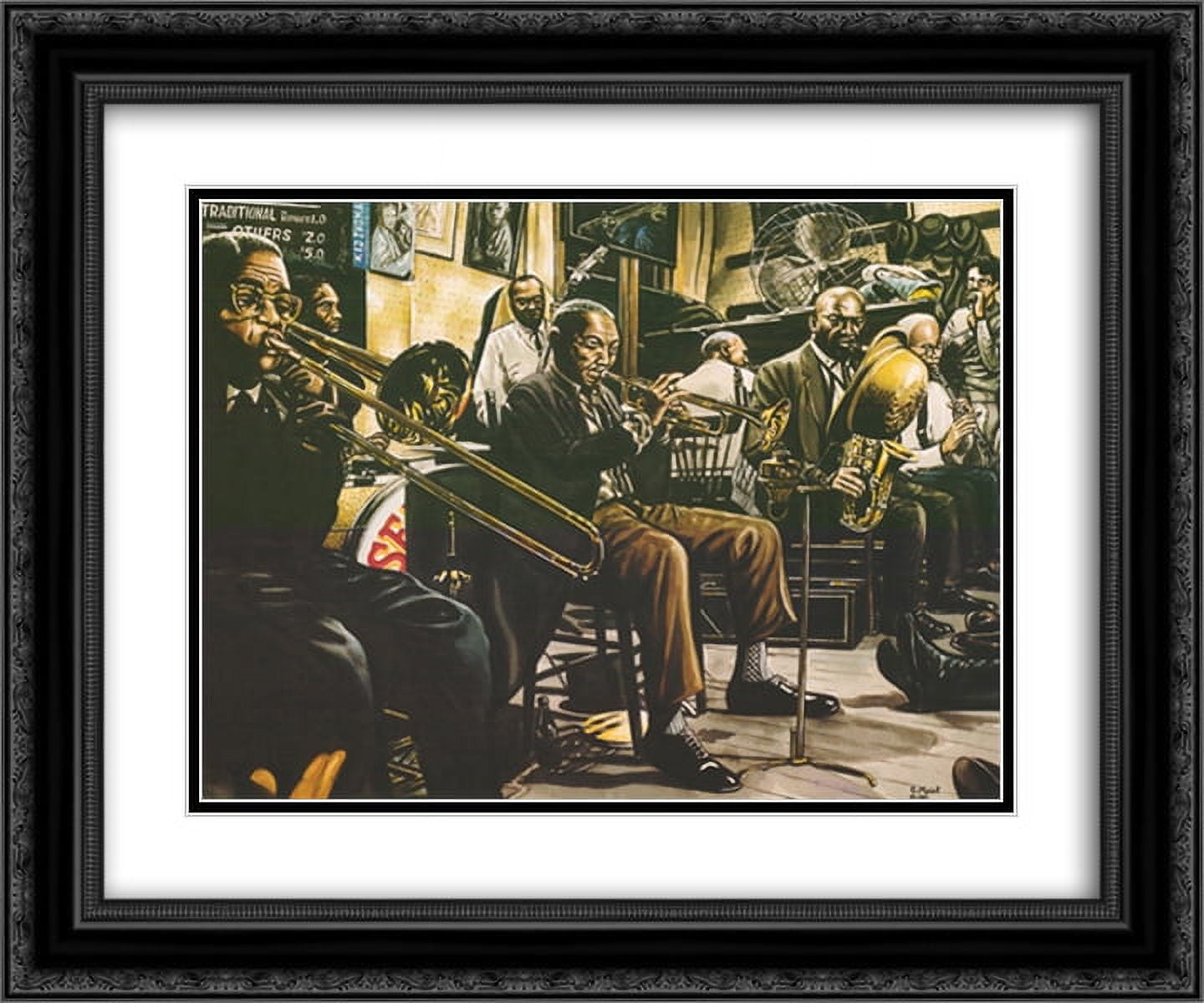Jazz Band 2x Matted 20x24 Black Ornate Framed Art Print by Gregory ...