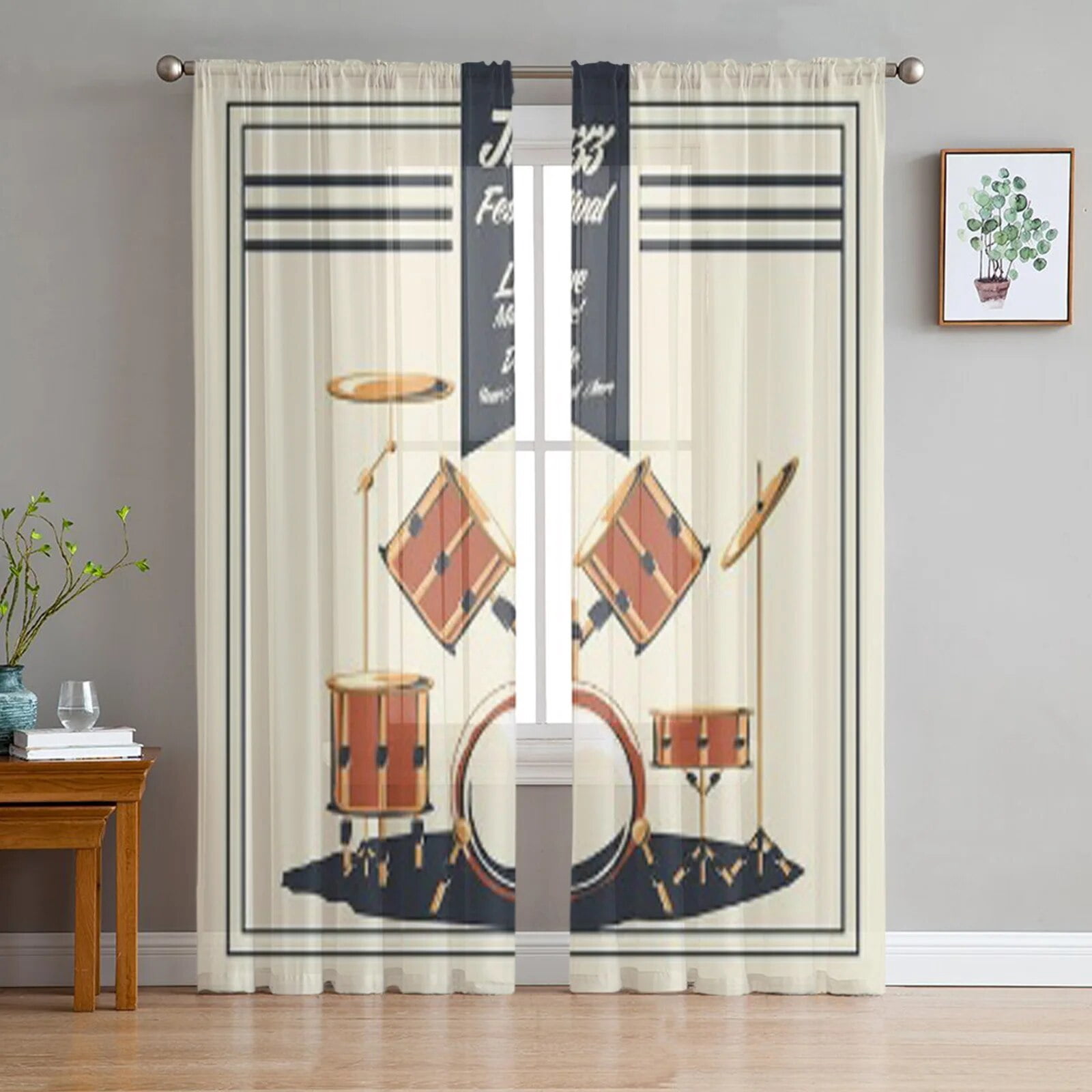 Jazz Festival Poster With Battery Drums Icon Bay Window Screening ...