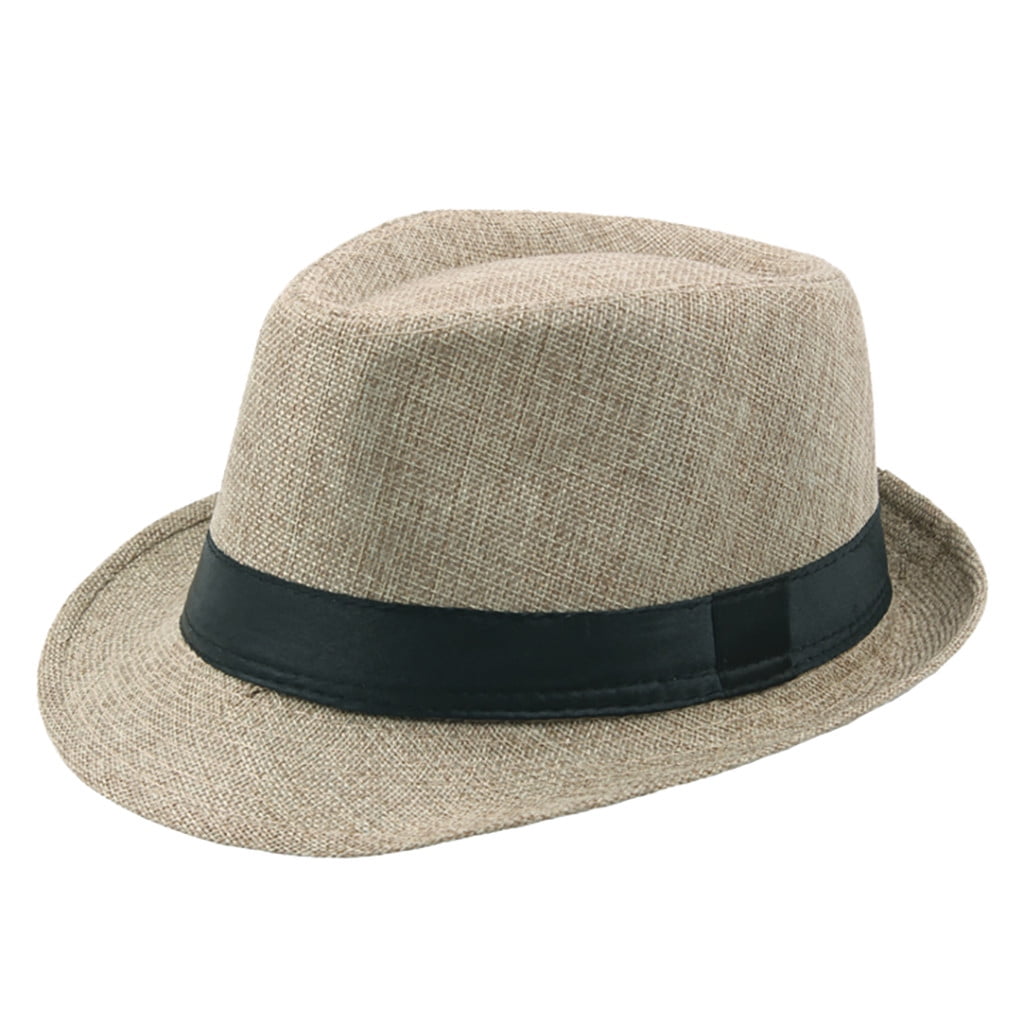 Jazz Hat Men's Breathable Linen Top Hat Outdoor Sun Hat CurlyStraw Hat Session Hat Sweat ...